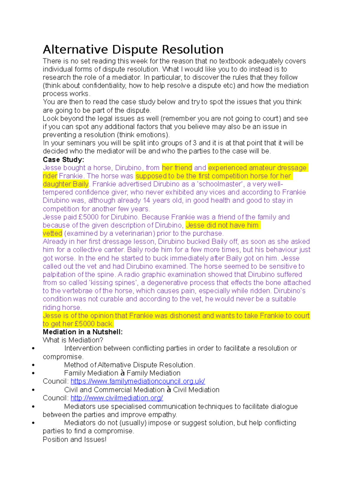 Alternative Dispute Resolution Seminar - Alternative Dispute Resolution ...