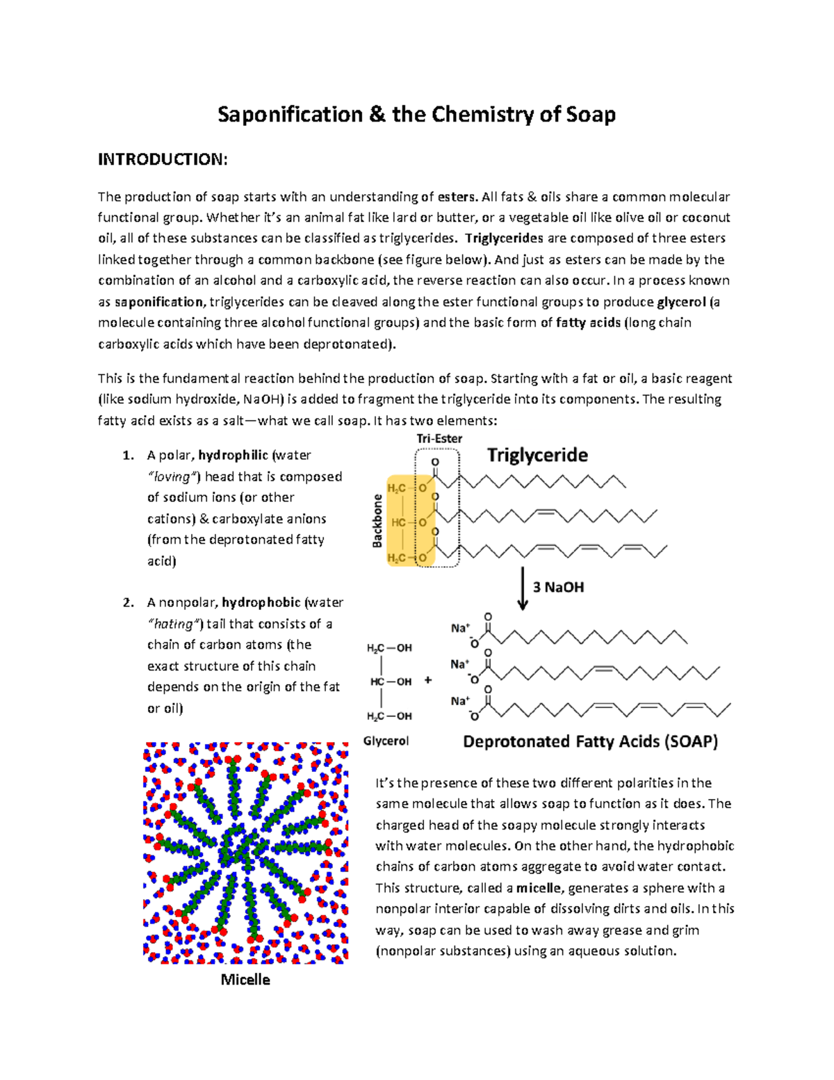 Experiment 8A-Saponification & the Chemistry of Soap Production ...