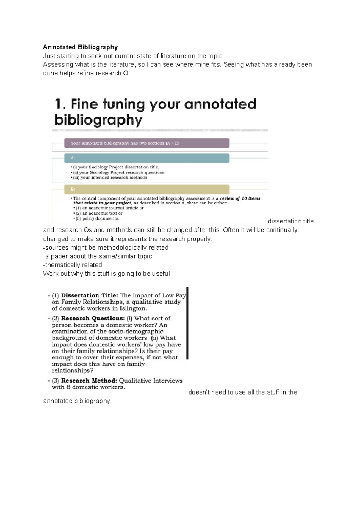 Workshop 3 notes - how to do a dissertation - Annotated Bibliography ...