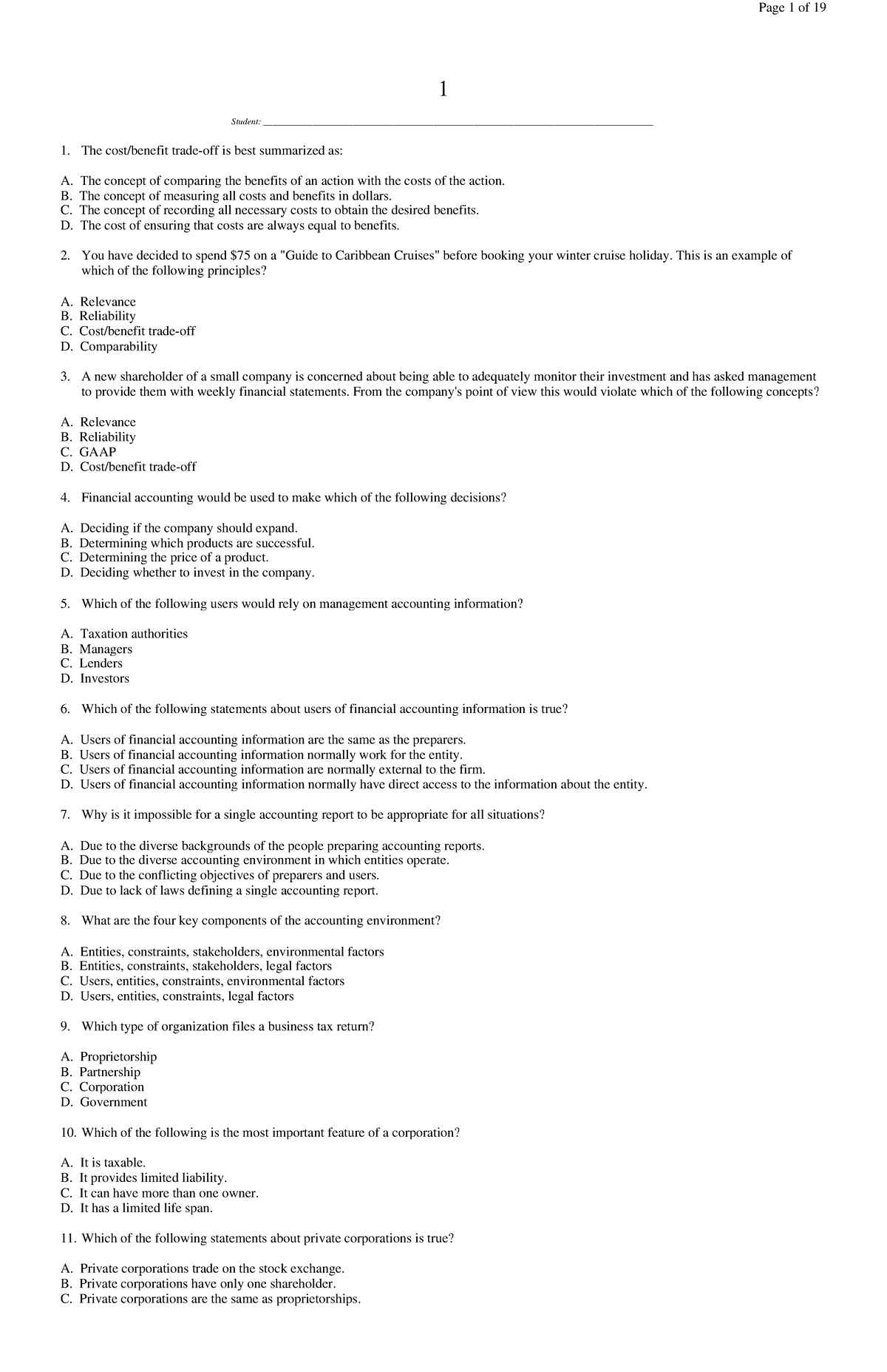 Chapter 1 Questions - 1 _Student: - Studocu