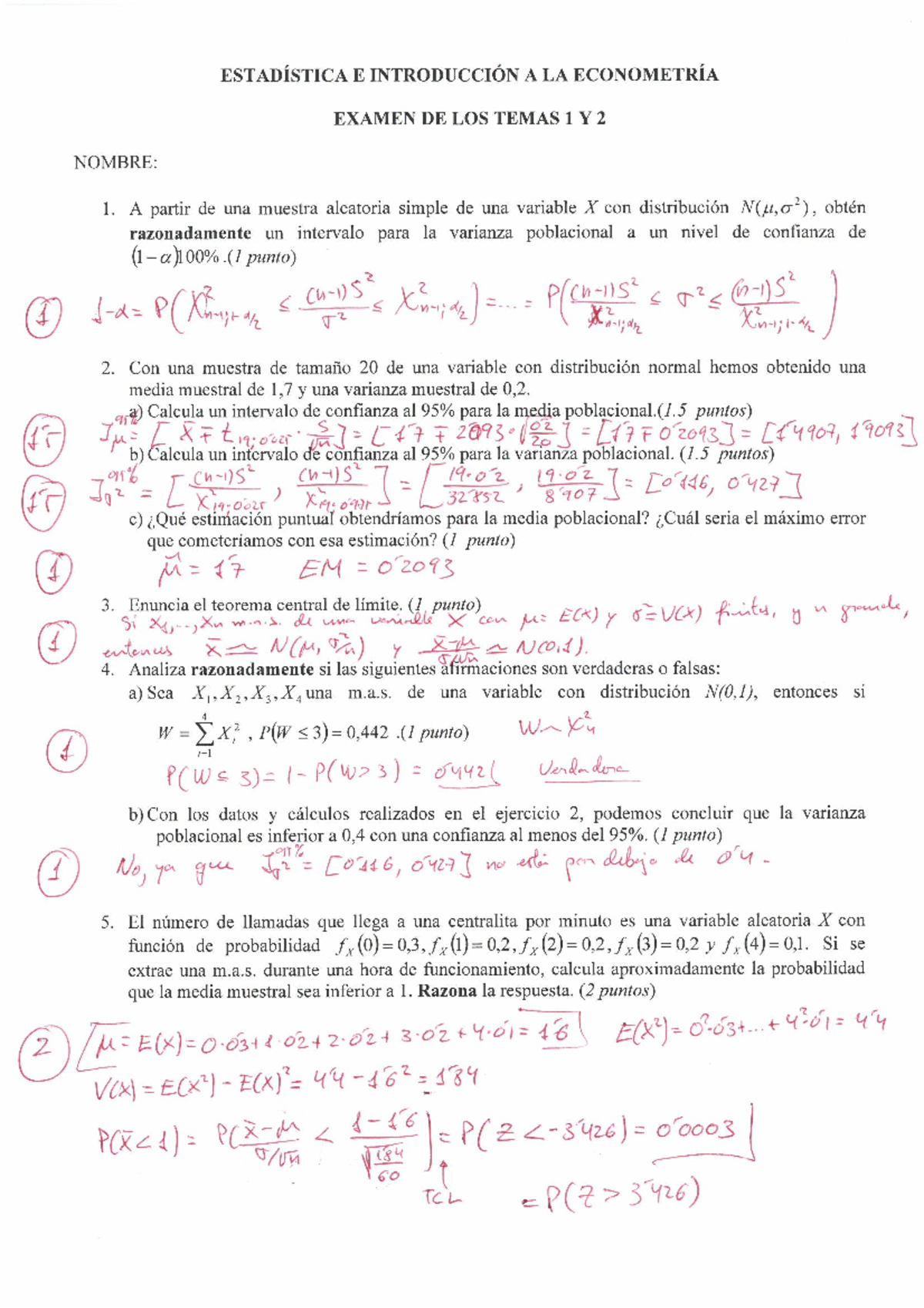 Examen 2013, preguntas y respuestas, temas 1,2 - ESTADiSTICA E INTRODUCCION A LA ECONOMETRiA ...