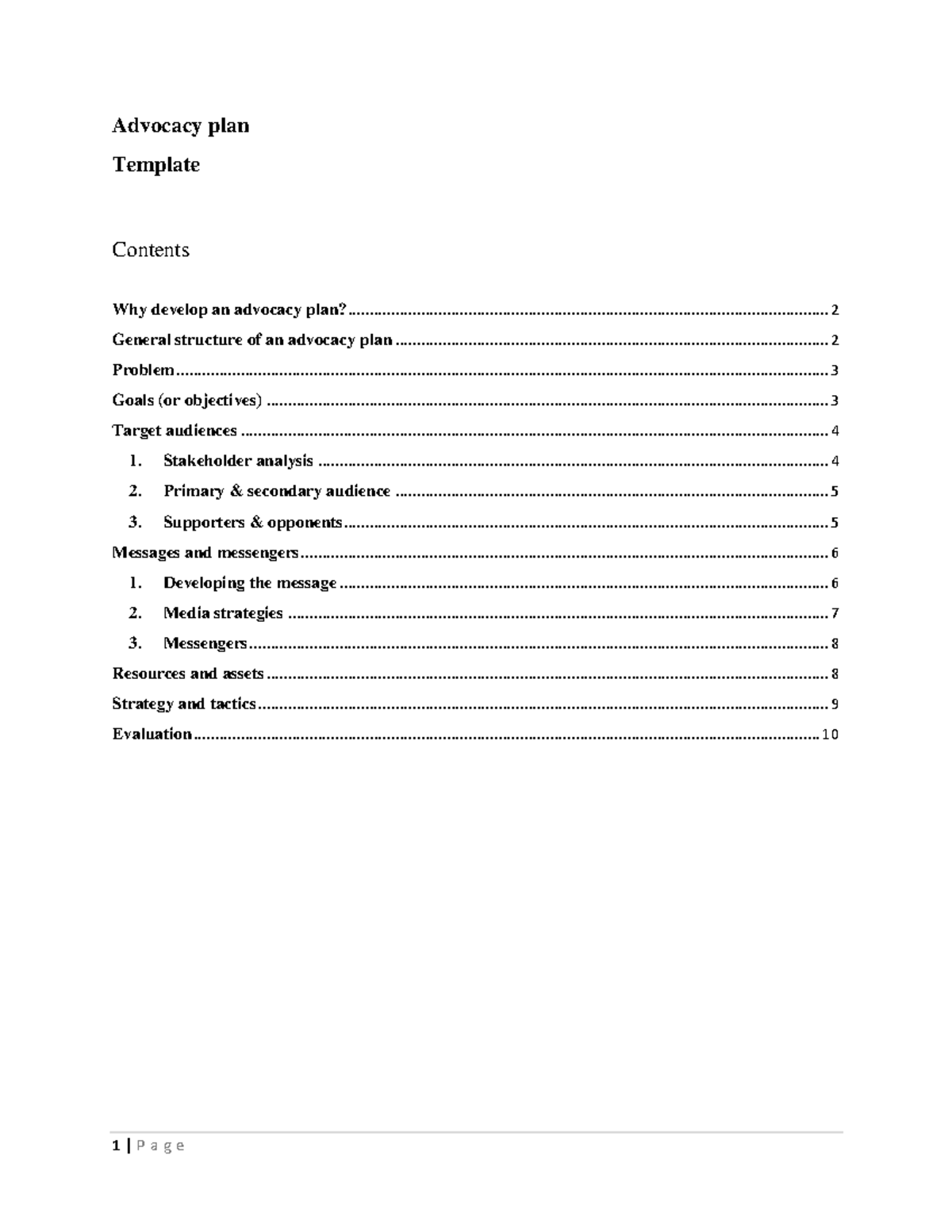 Advocacy plan - hshaah - Advocacy plan Template Why develop an advocacy ...