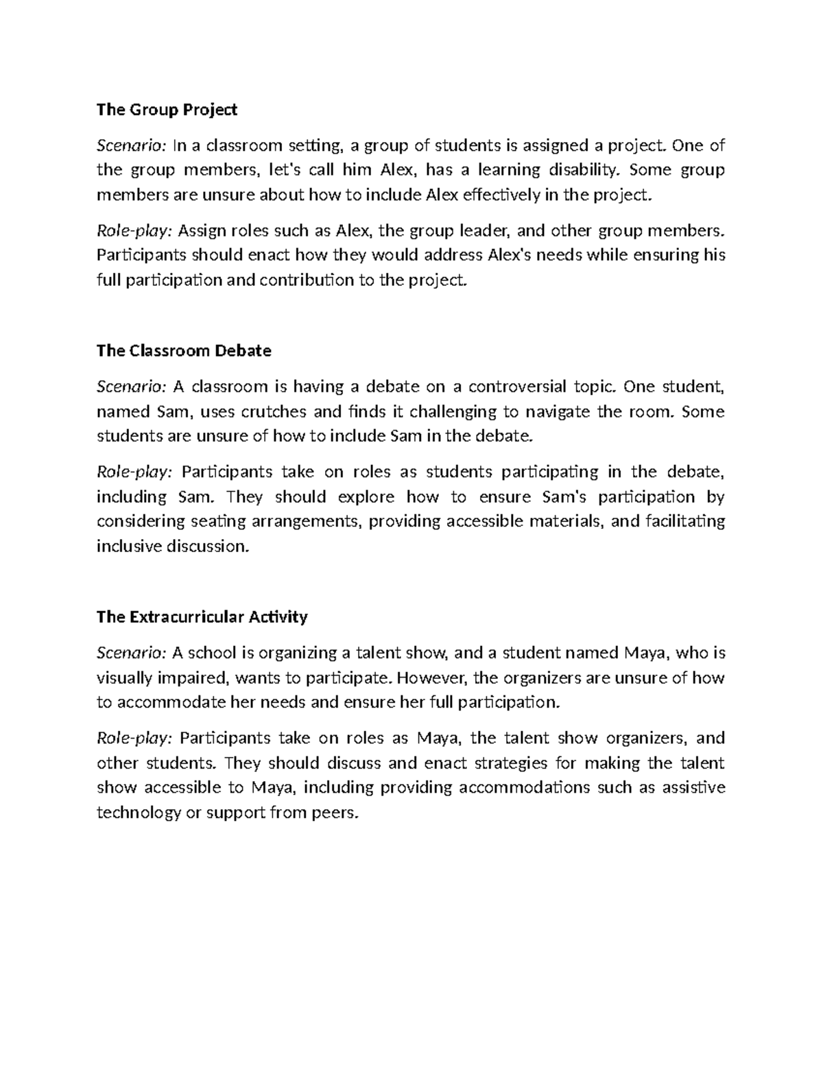 Learning Activity no. 3 - The Group Project Scenario: In a classroom ...