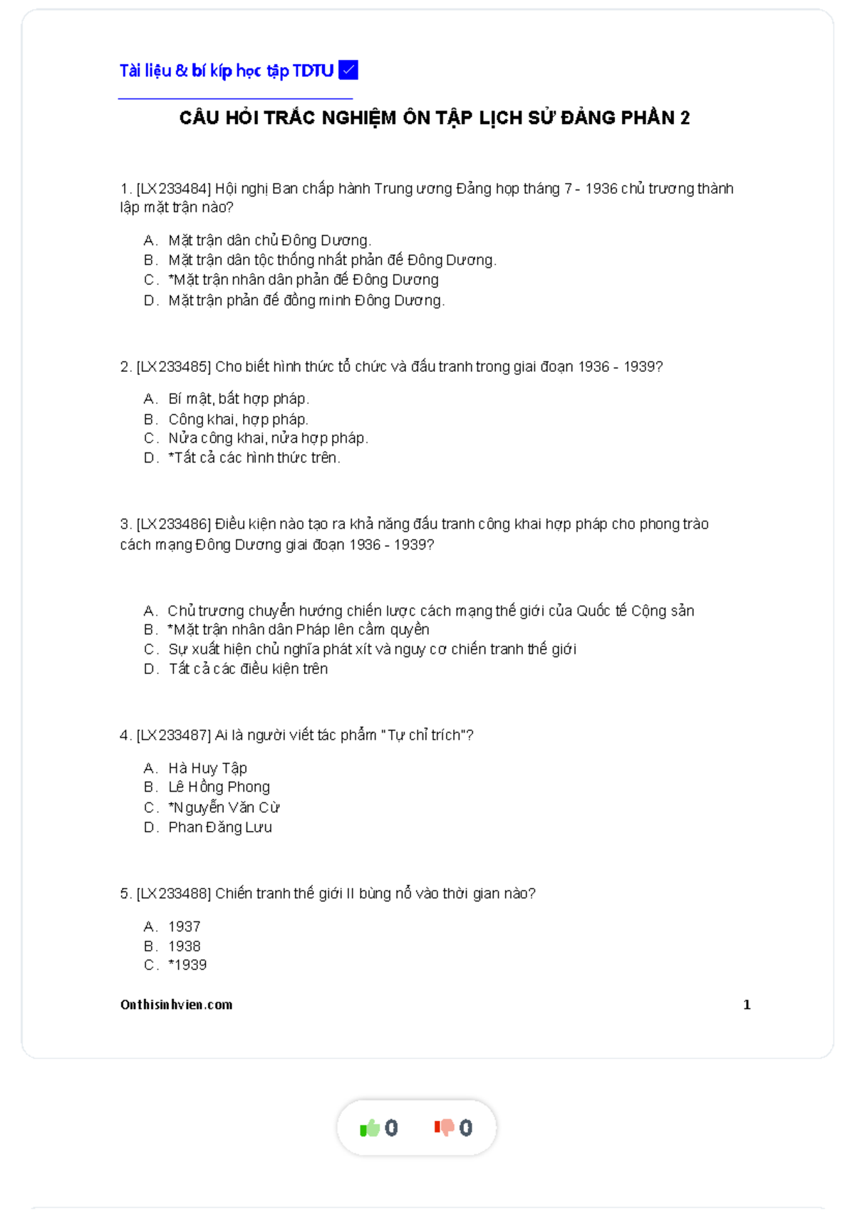 Cau-hoi-trac-nghiem-on-tap-lich-su-dang-phan-2 compress - Onthisinhvien 1 CÂU HỎI TR ẮC NGHI ỆM ...