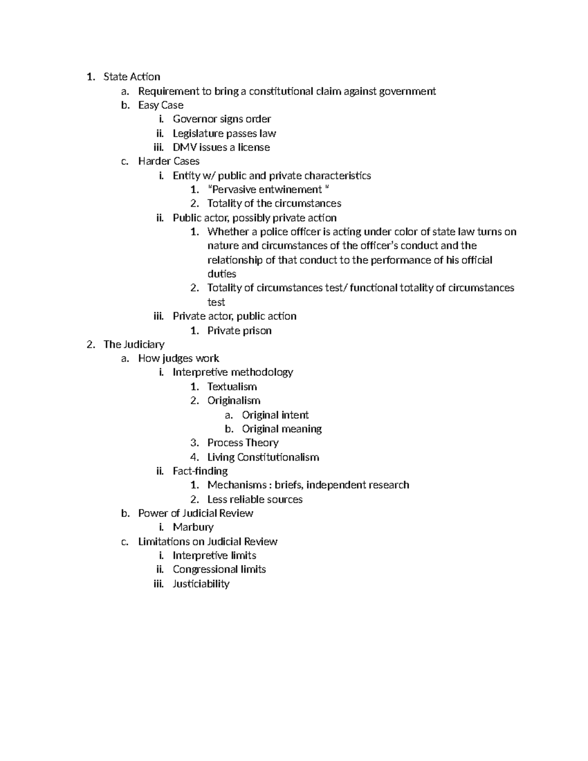 Con Outline Base - State Action a. Requirement to bring a ...