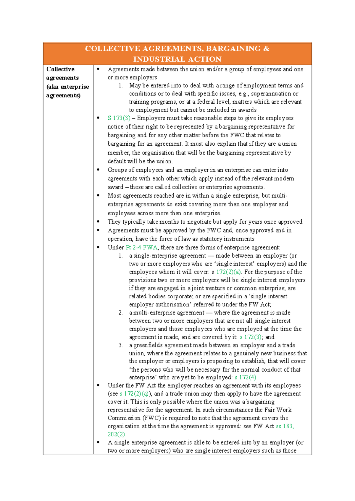 Topic 8 notes - COLLECTIVE AGREEMENTS, BARGAINING & INDUSTRIAL ACTION ...