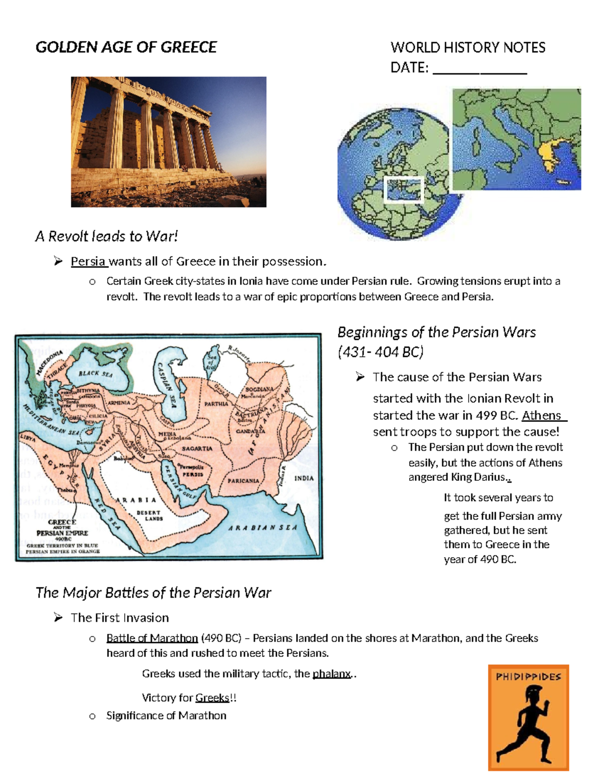 Copy of The Golded Age of Greece Guided Notes - GOLDEN AGE OF GREECE ...