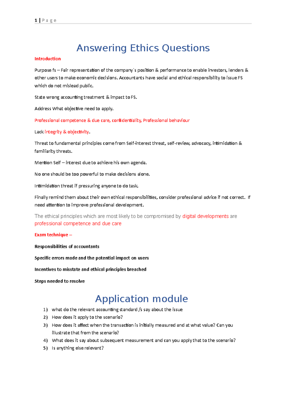 SBR Answering Questions - Answering Ethics Questions Introduction ...