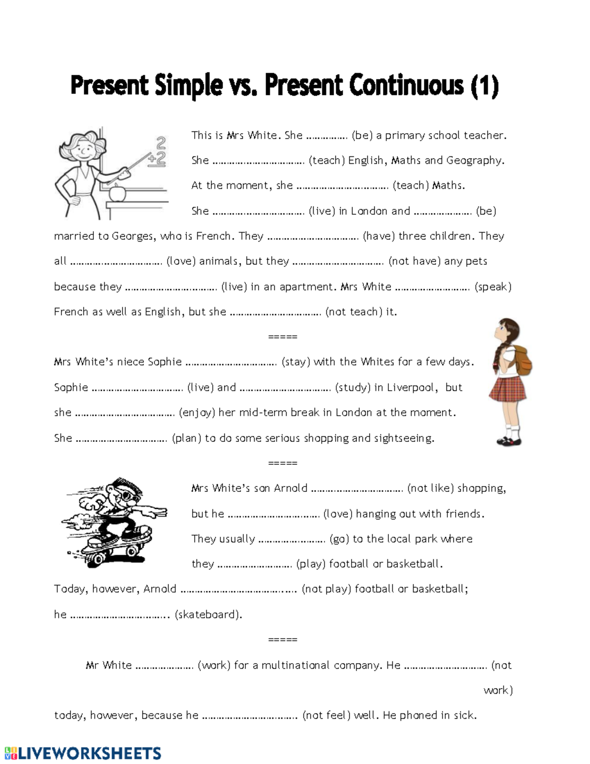 Simple Present VS Progressive - This is Mrs White. She ...