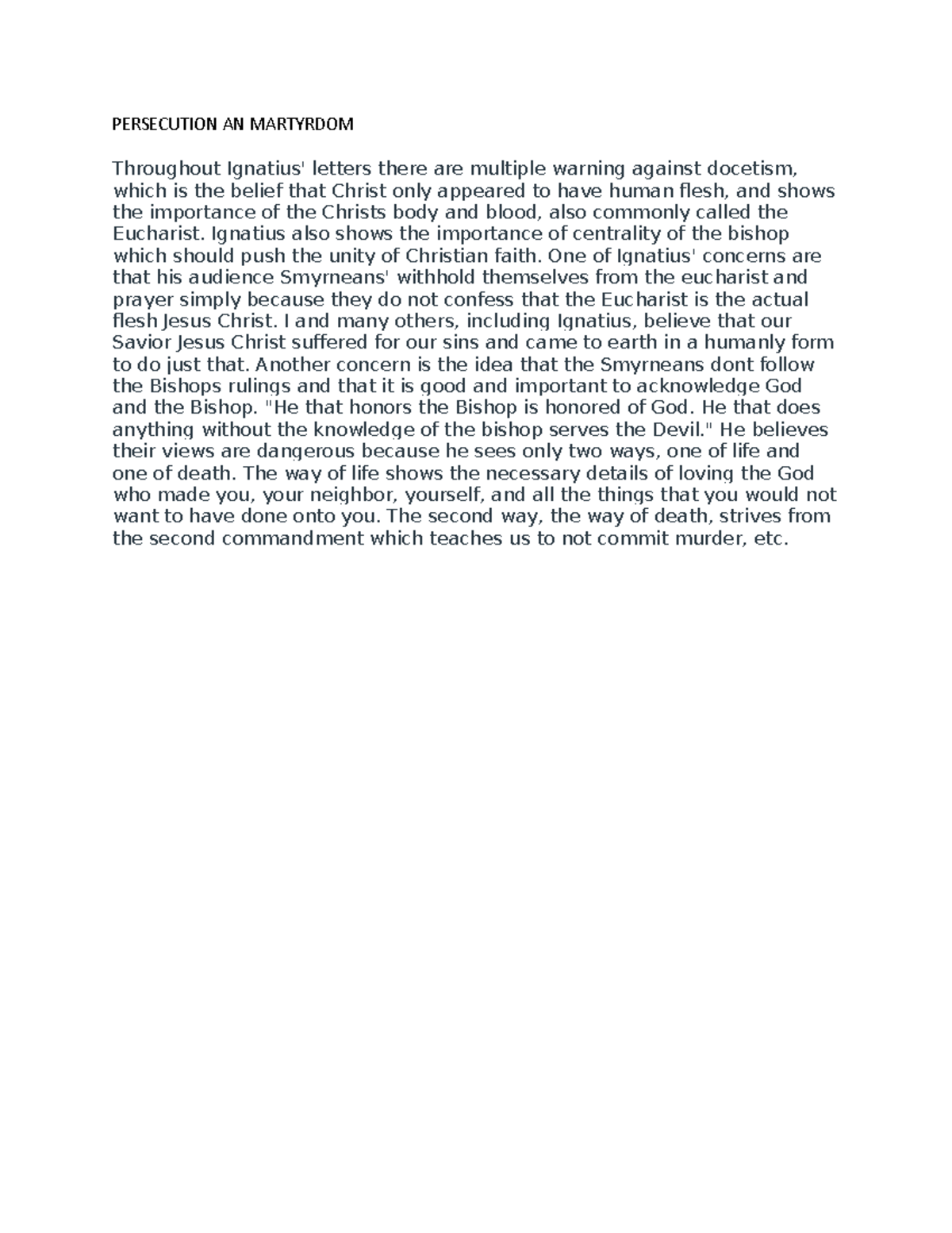 Persecution AN Martyrdom - PERSECUTION AN MARTYRDOM Throughout Ignatius ...