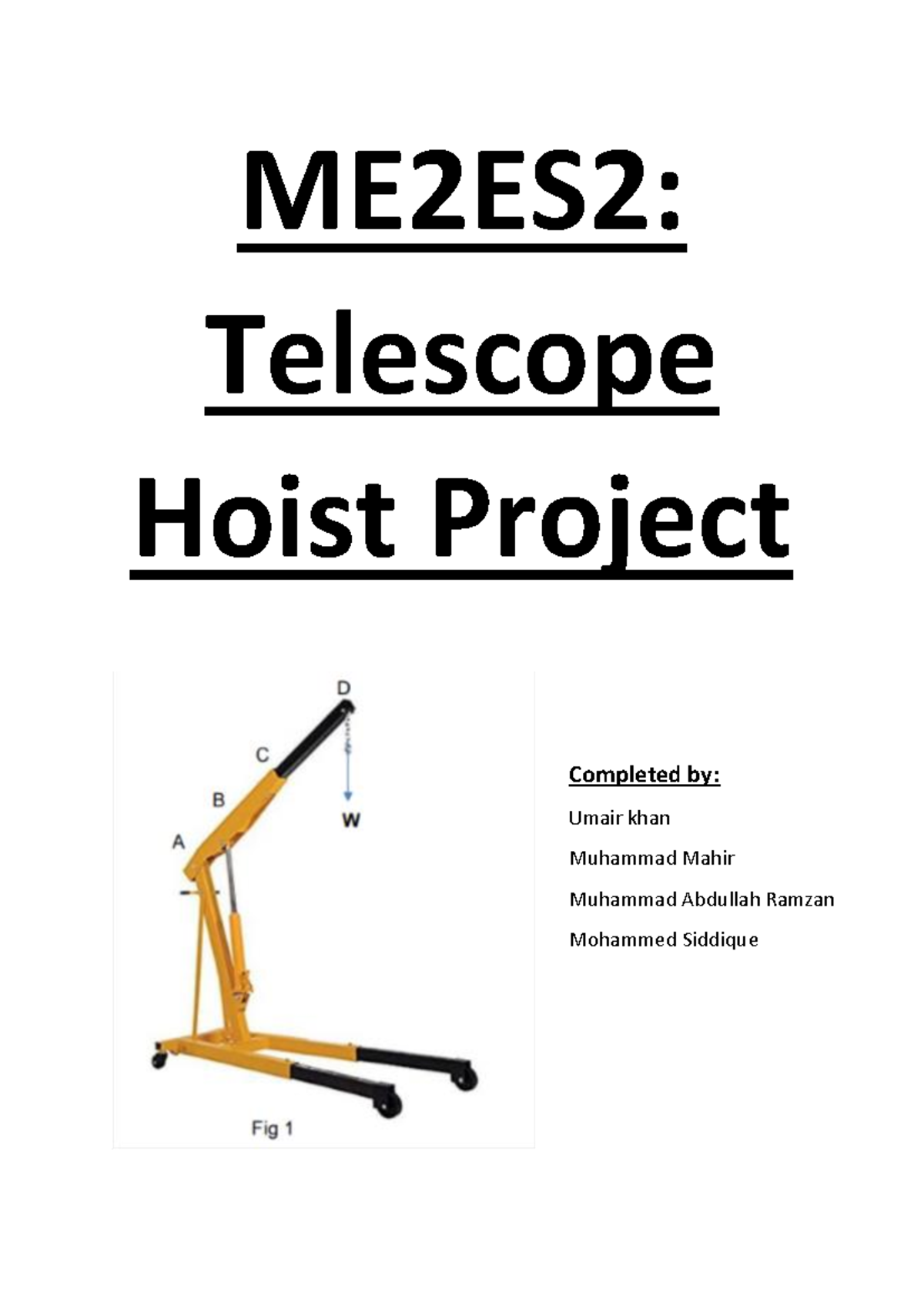 Engineering Science 2 - Coursework updated - ME2ES2: Telescope Hoist ...