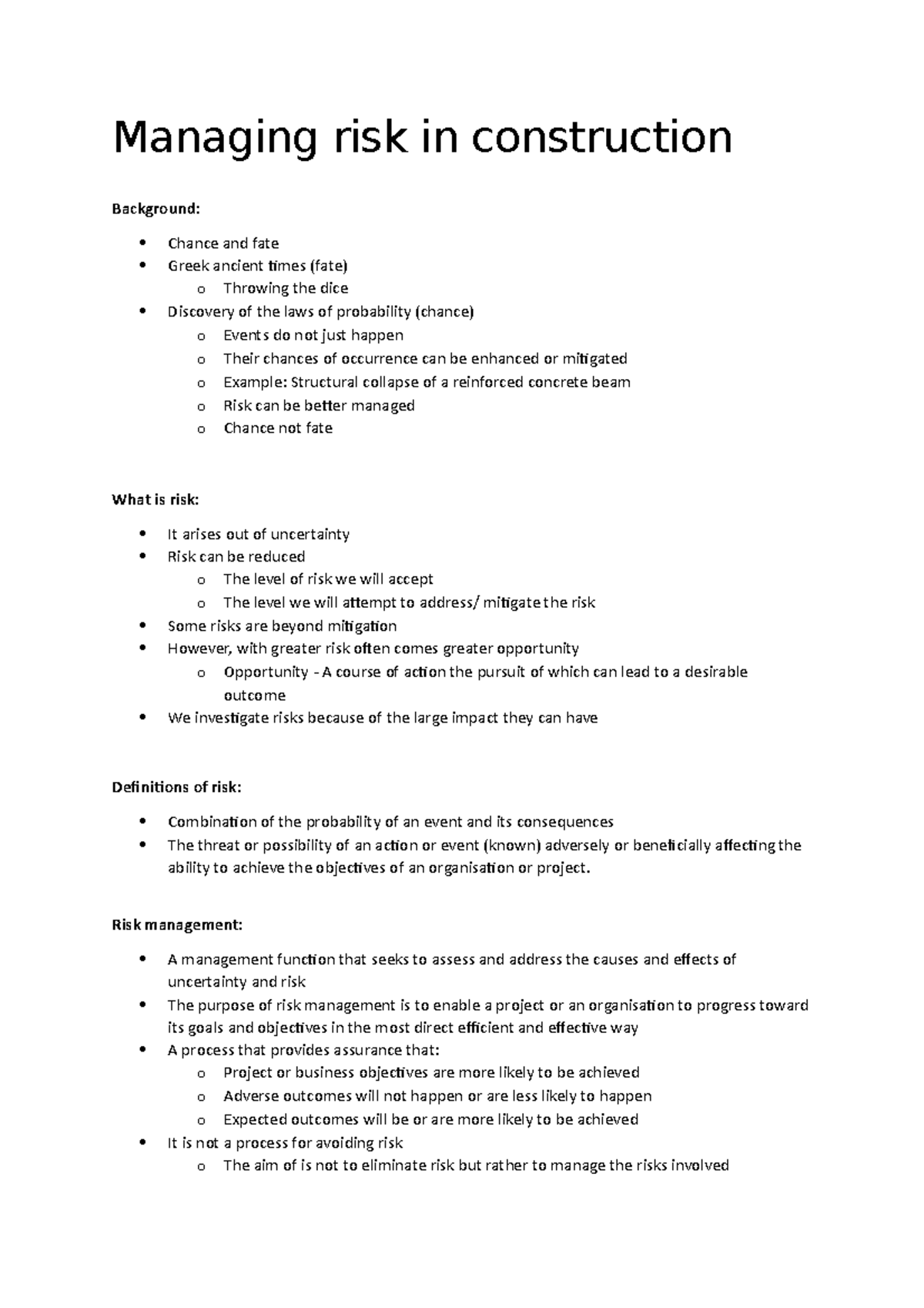 Lecture 3 - Managing risk in construction - Managing risk in ...