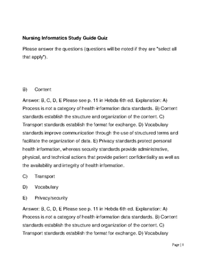 Nursing Informatic Study Guide - Informatics in Nursing Study Guide The ...