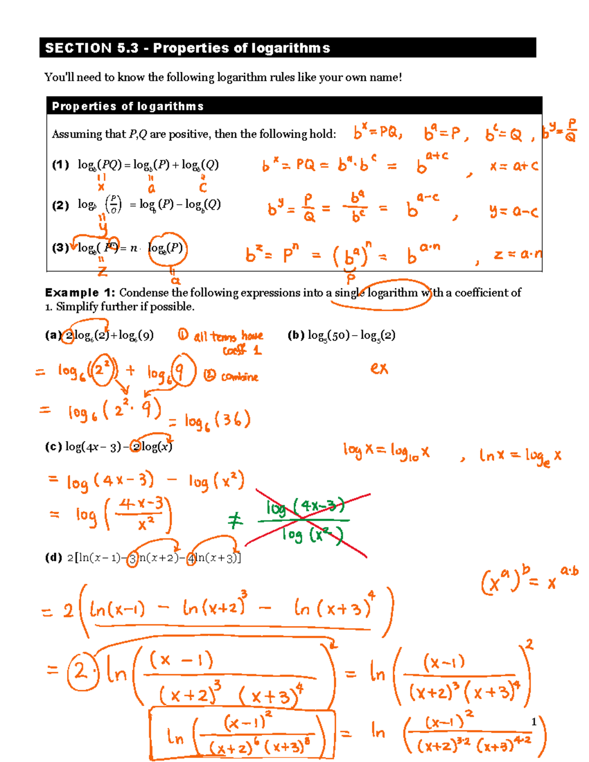 120 15F notes 5 - Chapter 5.3-5.4 Review - SECTION 5 - Properties of ...