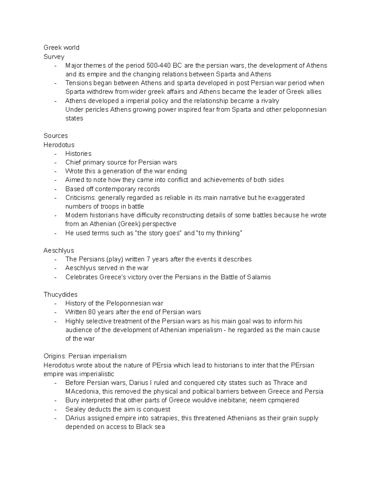 Greek world - Additional sources, and notes for the different subjects ...