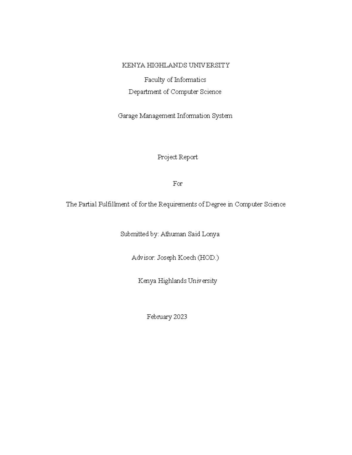Athmani - Introducing report format - KENYA HIGHLANDS UNIVERSITY ...