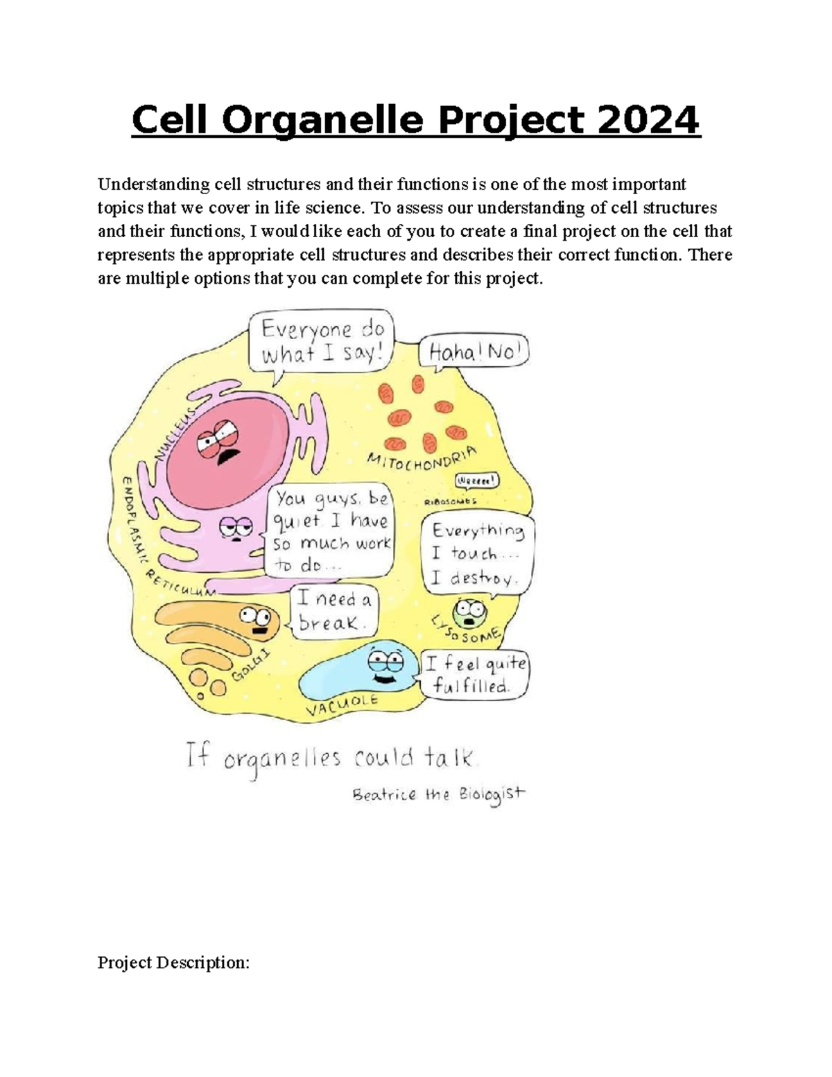 Cell Organelle Project 2024 Life Science - Cell Organelle Project 2024 ...