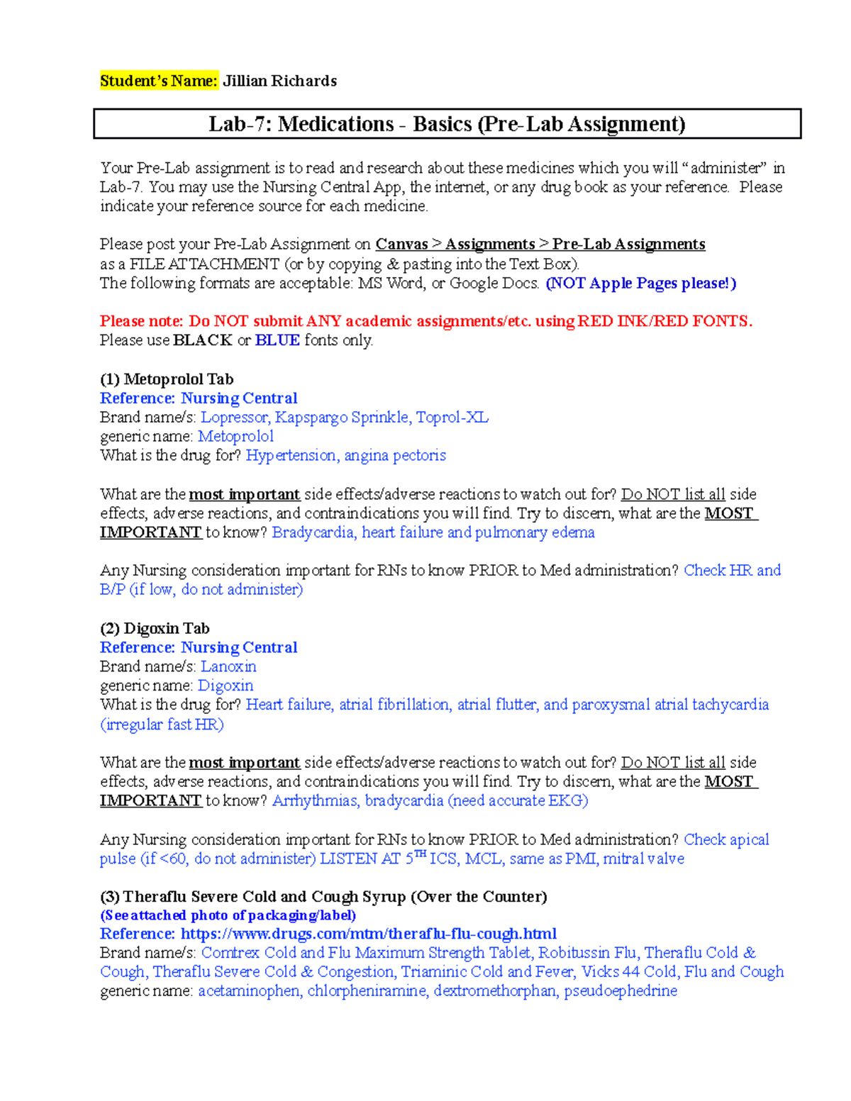 Pre-Lab 7 Assignment PO Meds (Panlilio's Lab) - NURS 206 - SDSU - Studocu