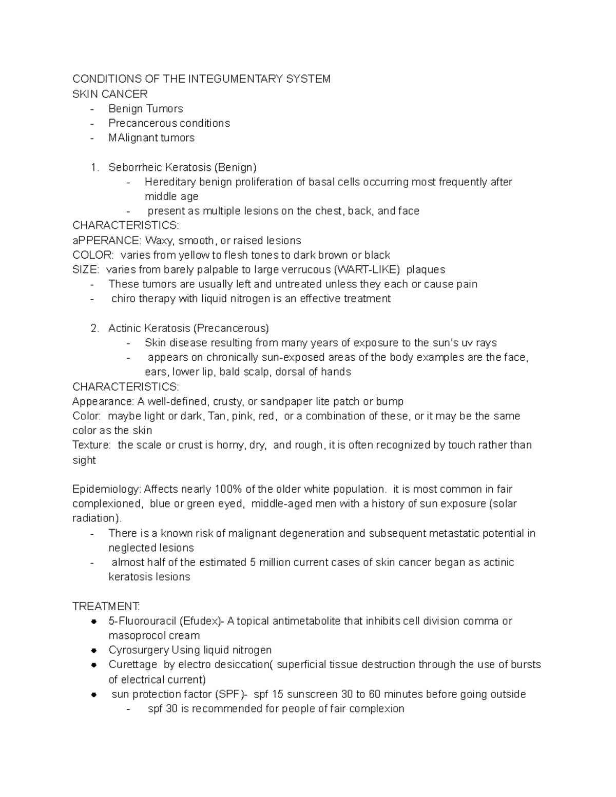 Conditions OF THE Integumentary System - CONDITIONS OF THE ...