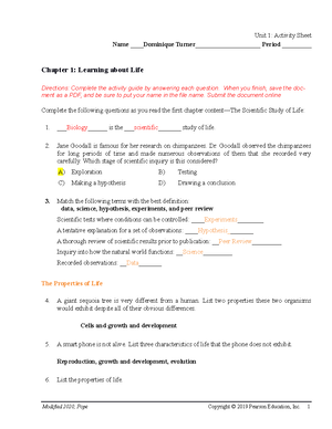 Study Guide Chapter 4& 5 - Study Guide Chapter 4 How We Study Cells 1 ...