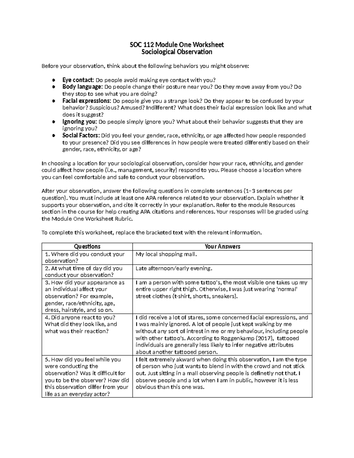 SOC 112 Module One Worksheet - SOC 112 Module One Worksheet ...