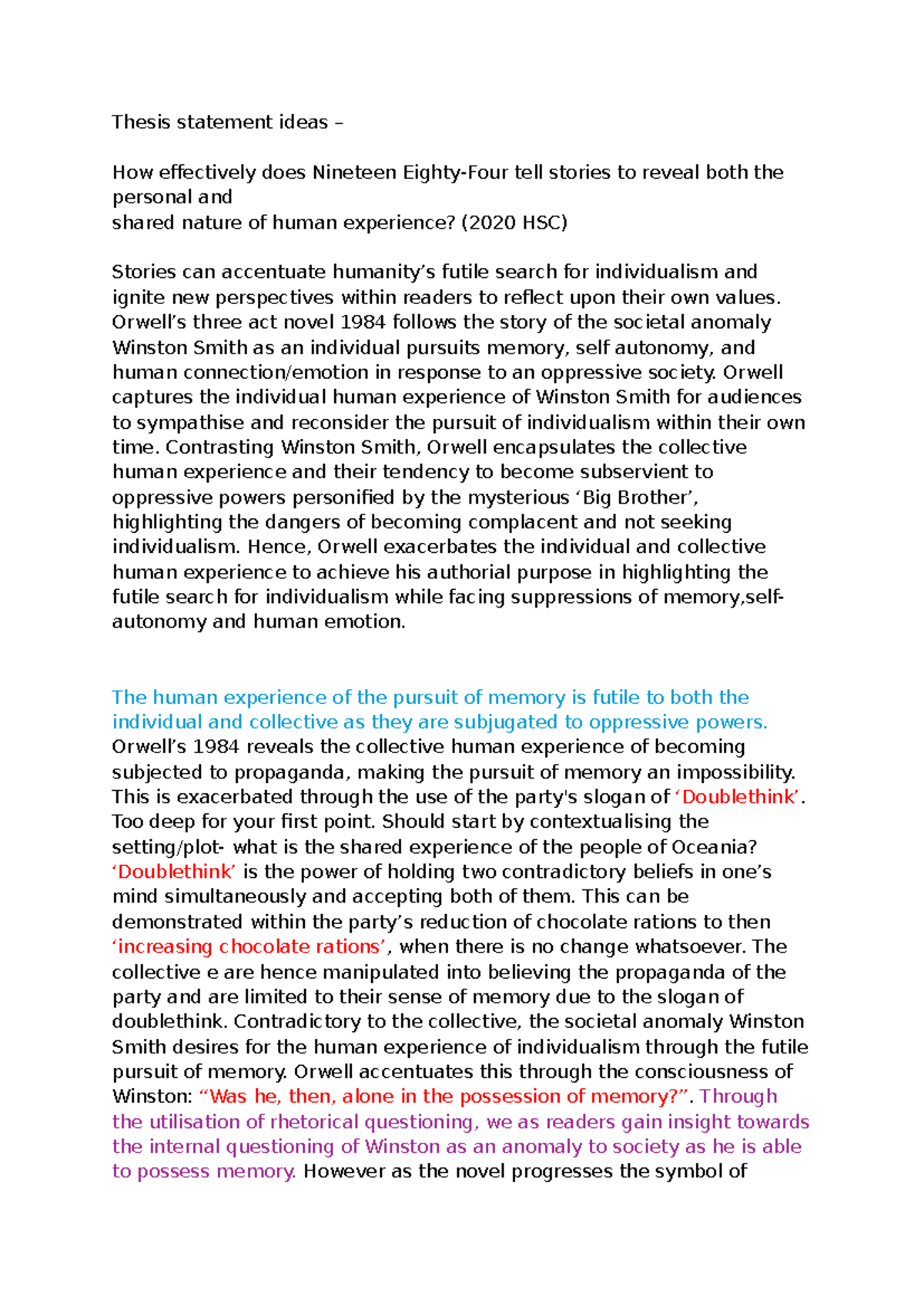 1984 practice essay - Thesis statement ideas – How effectively does ...