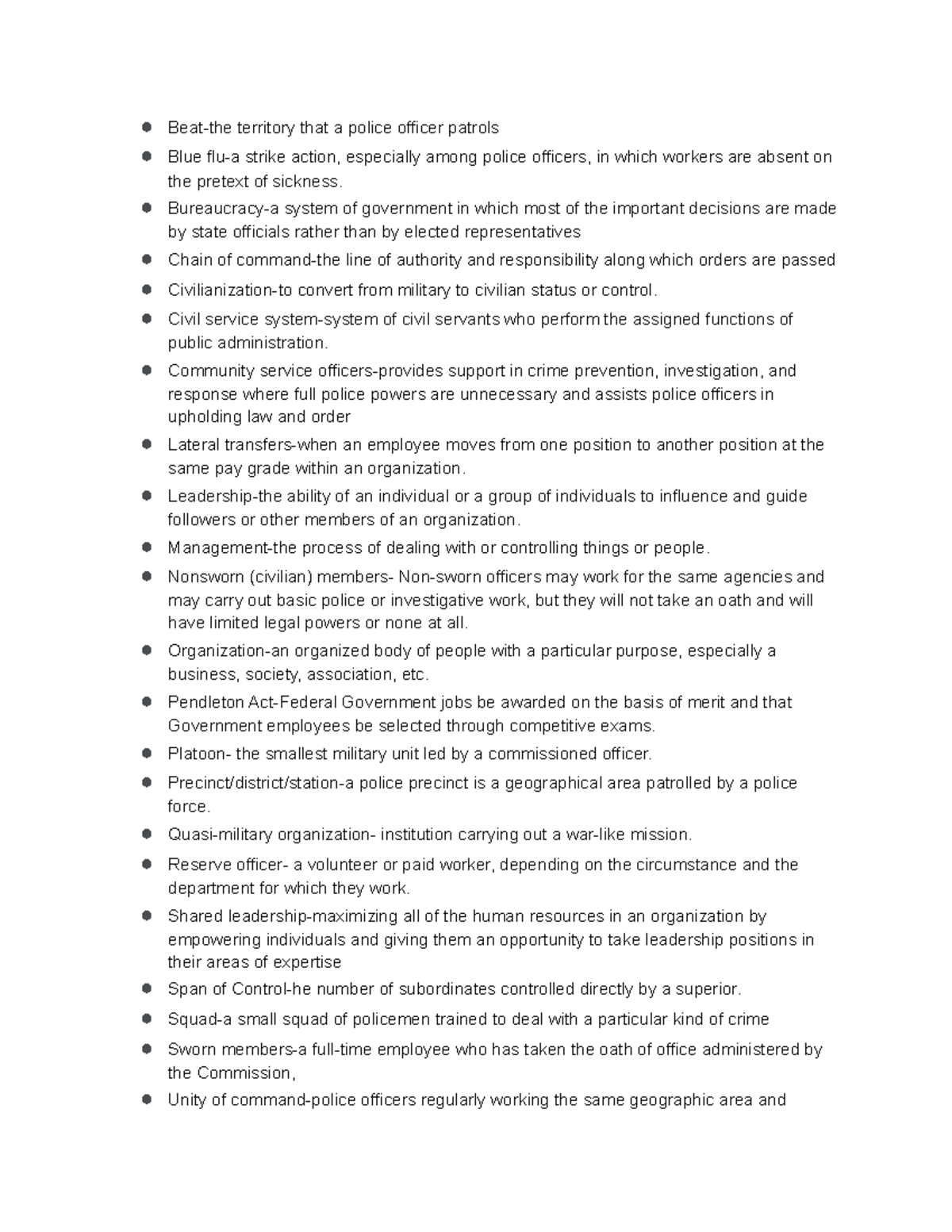 Chapter 3 police and society terms - Beat-the territory that a police ...