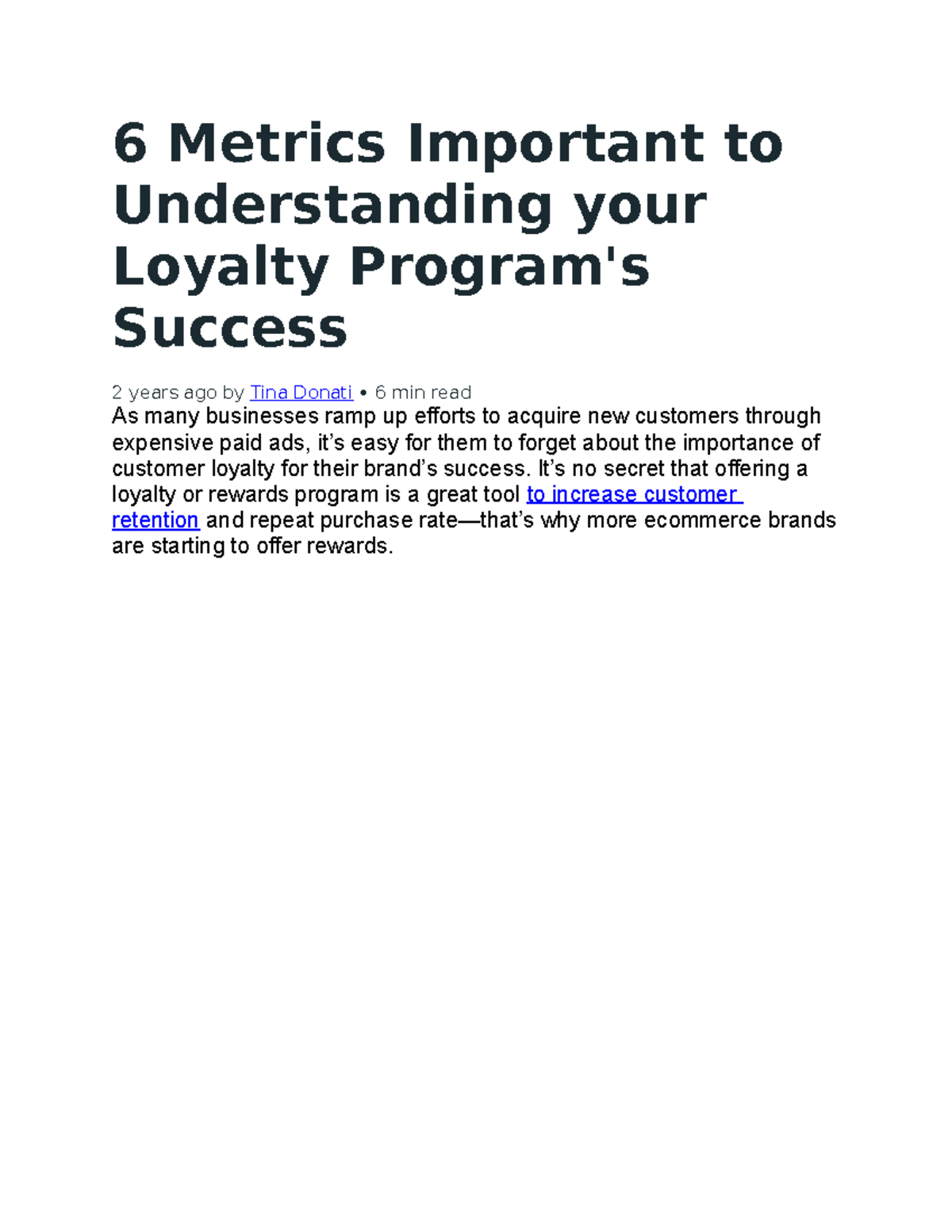 6 Metrics Important to Understanding your Loyalty Program - 6 Metrics ...