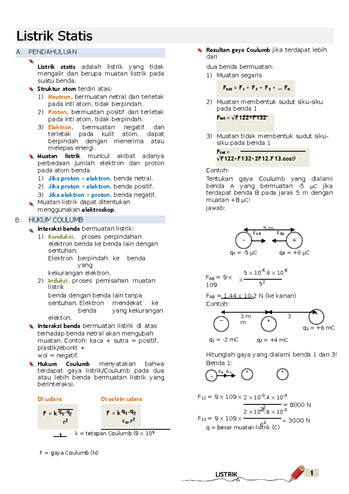 Bab 2 kelas 12 - fisika - + + Listrik Statis Resultan gaya Coulumb jika terdapat lebih dari ...