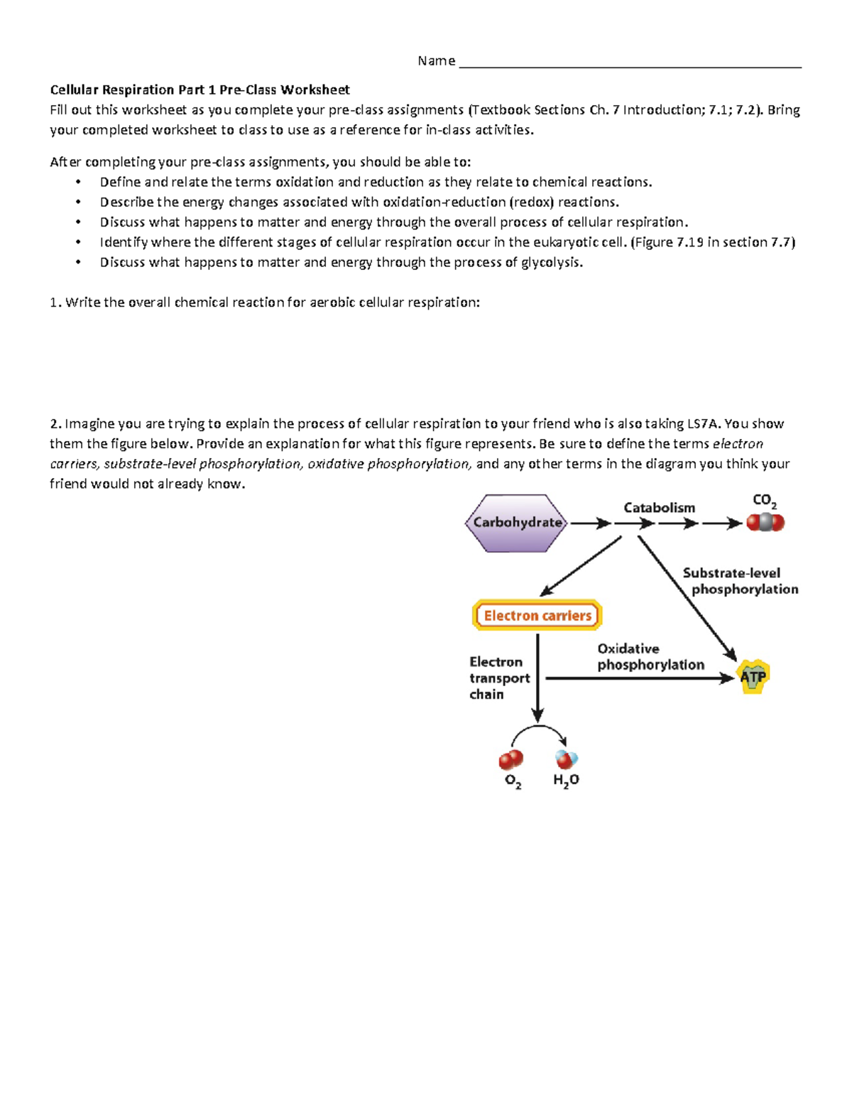 Week 3b Pre-Class Reading Guide - Cellular Respiration Part 1 - Name ...