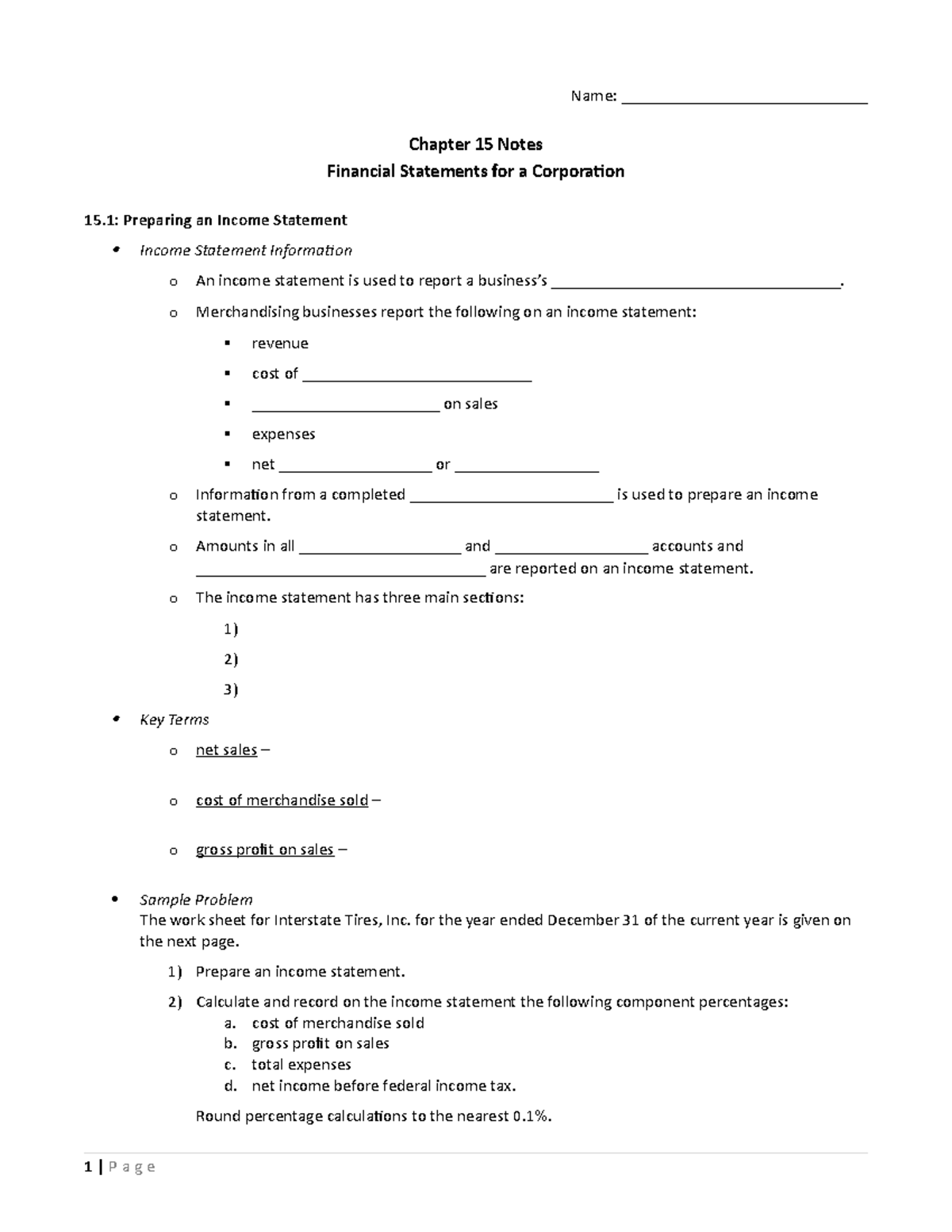 Chapter 15 notes - Name: _____________________________ Chapter 15 Notes ...