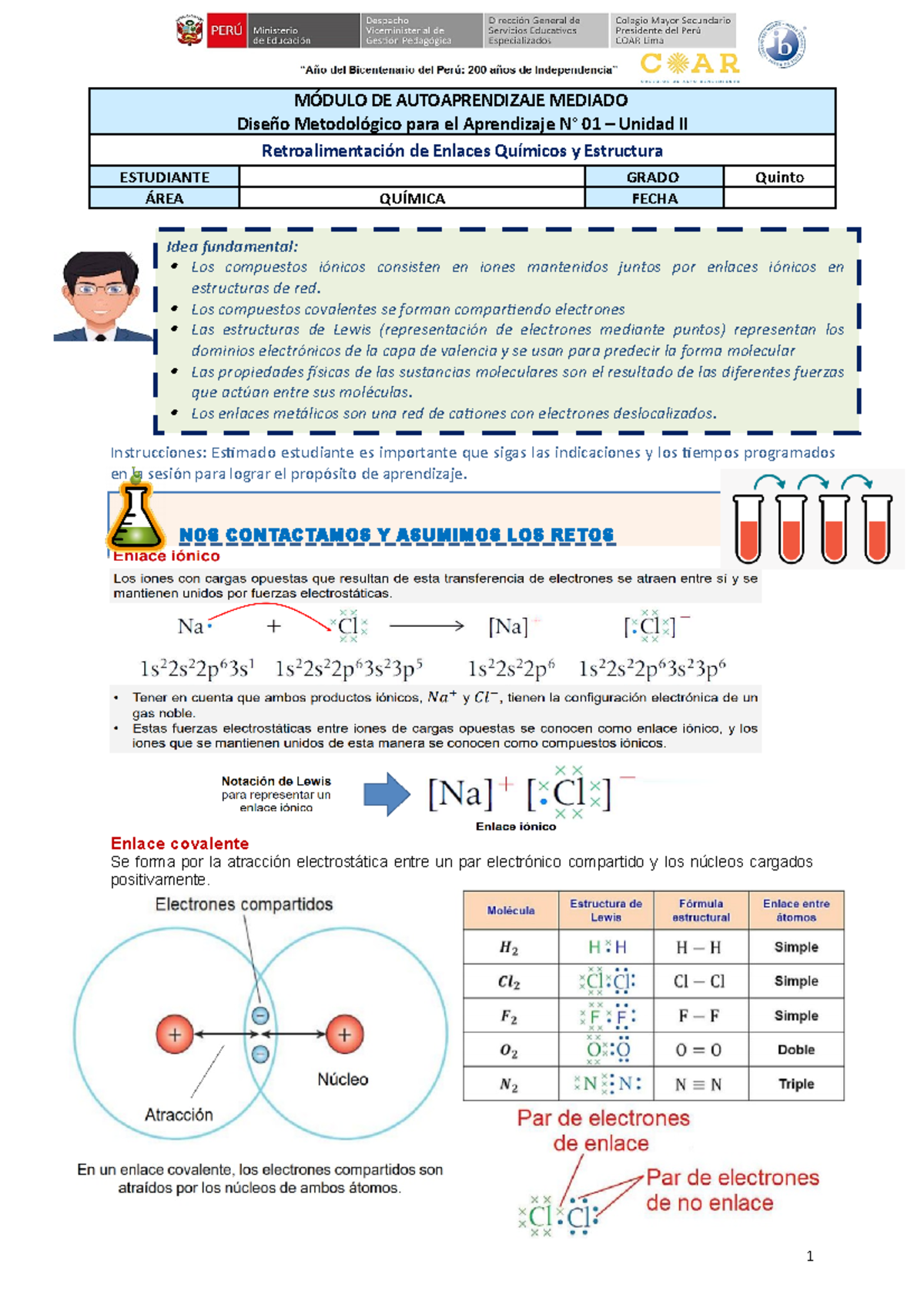 Química descriptiva para la teoría en el nivel medio de IB - MÓDULO DE ...