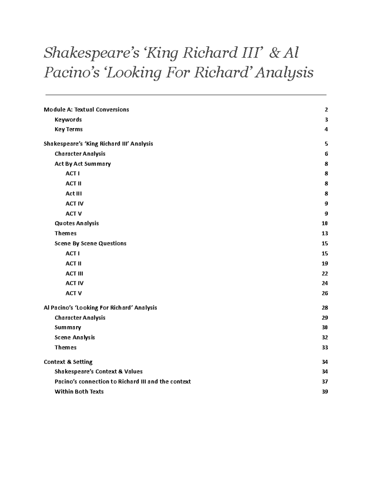 King Richard III and Looking for Richard Notes - Shakespeare’s ‘King ...