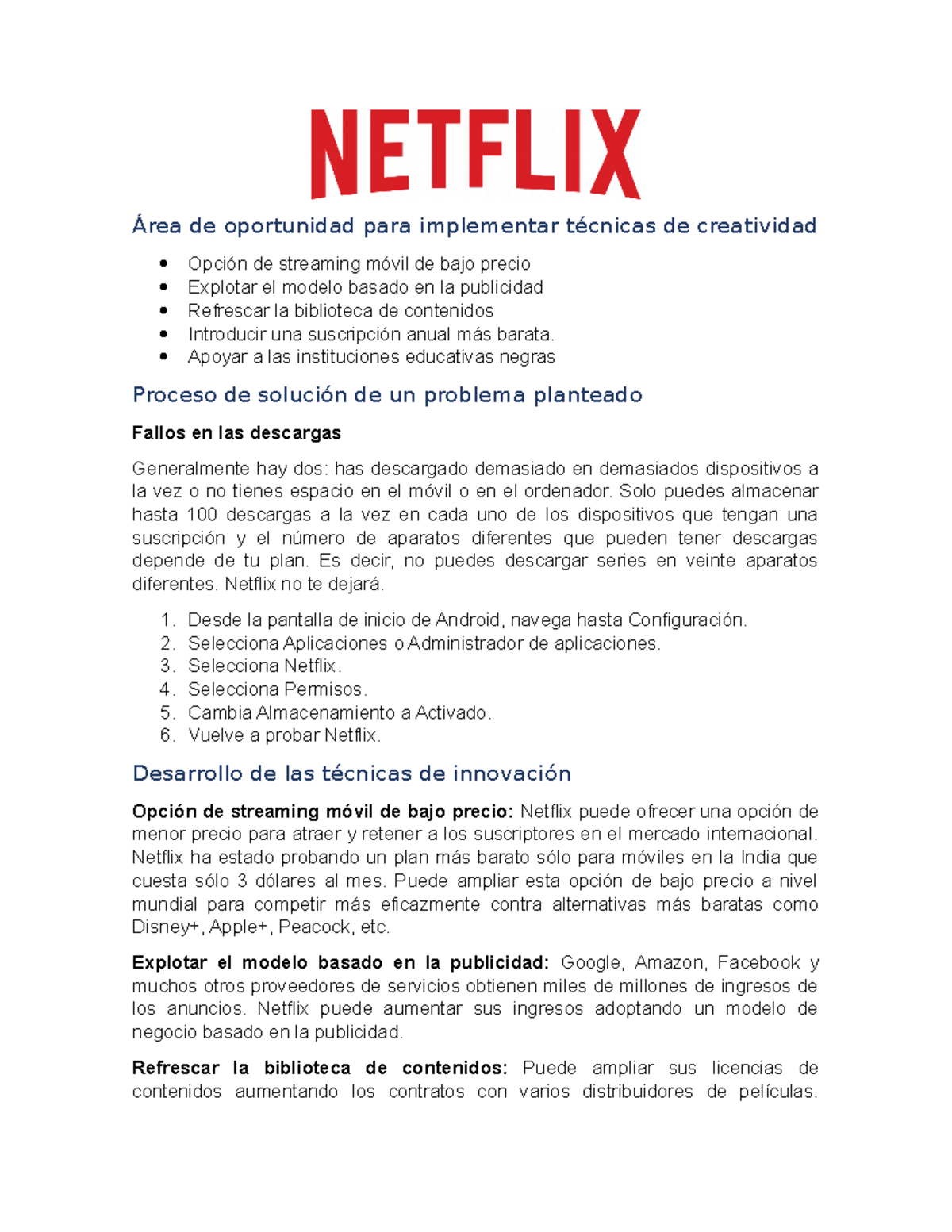 Innvovacion Netflix - rrrr - Área de oportunidad para implementar ...