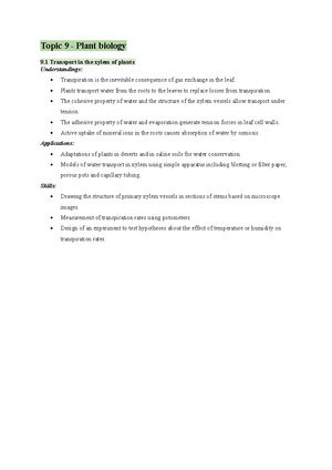 Overview - Plant biology - Additional HL material overview Describe the ...