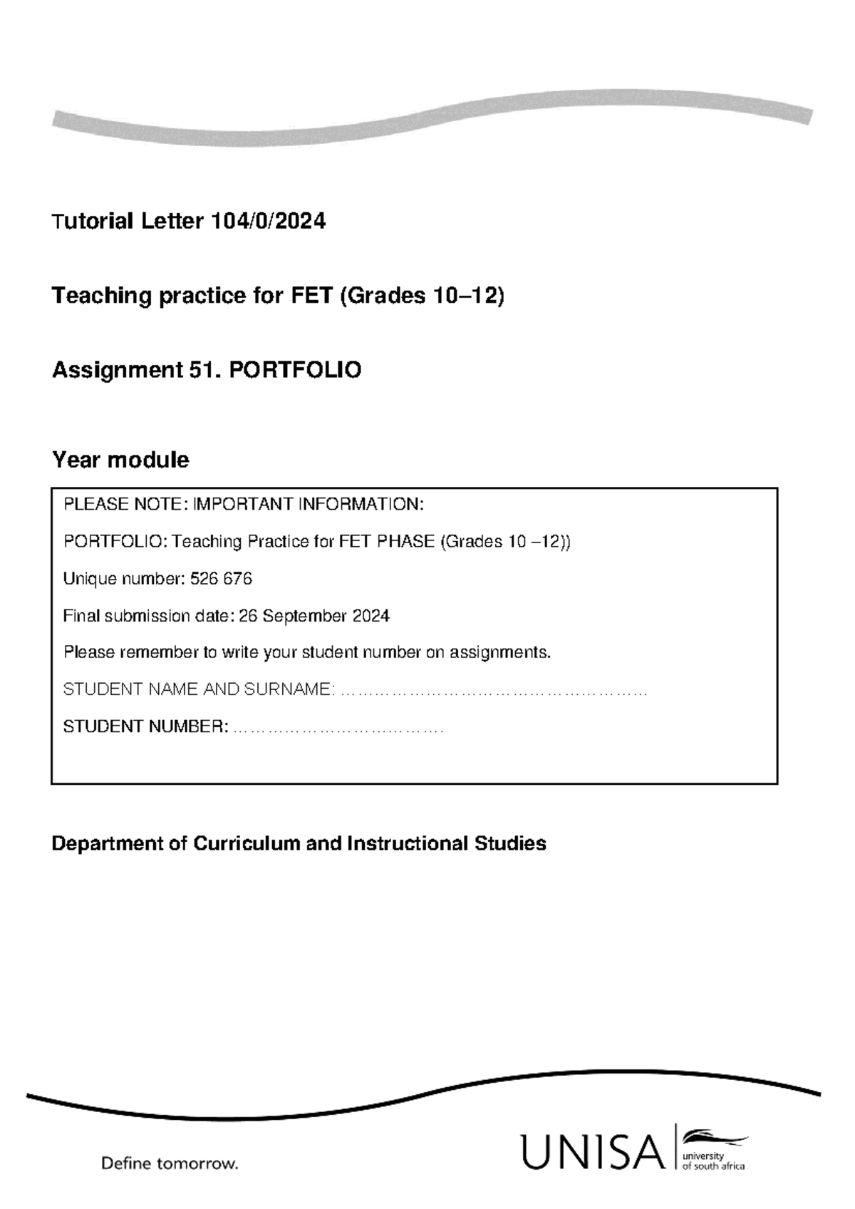 104 2024 0 b - Important - Tutorial Letter 10 4 /0/202 4 Teaching ...