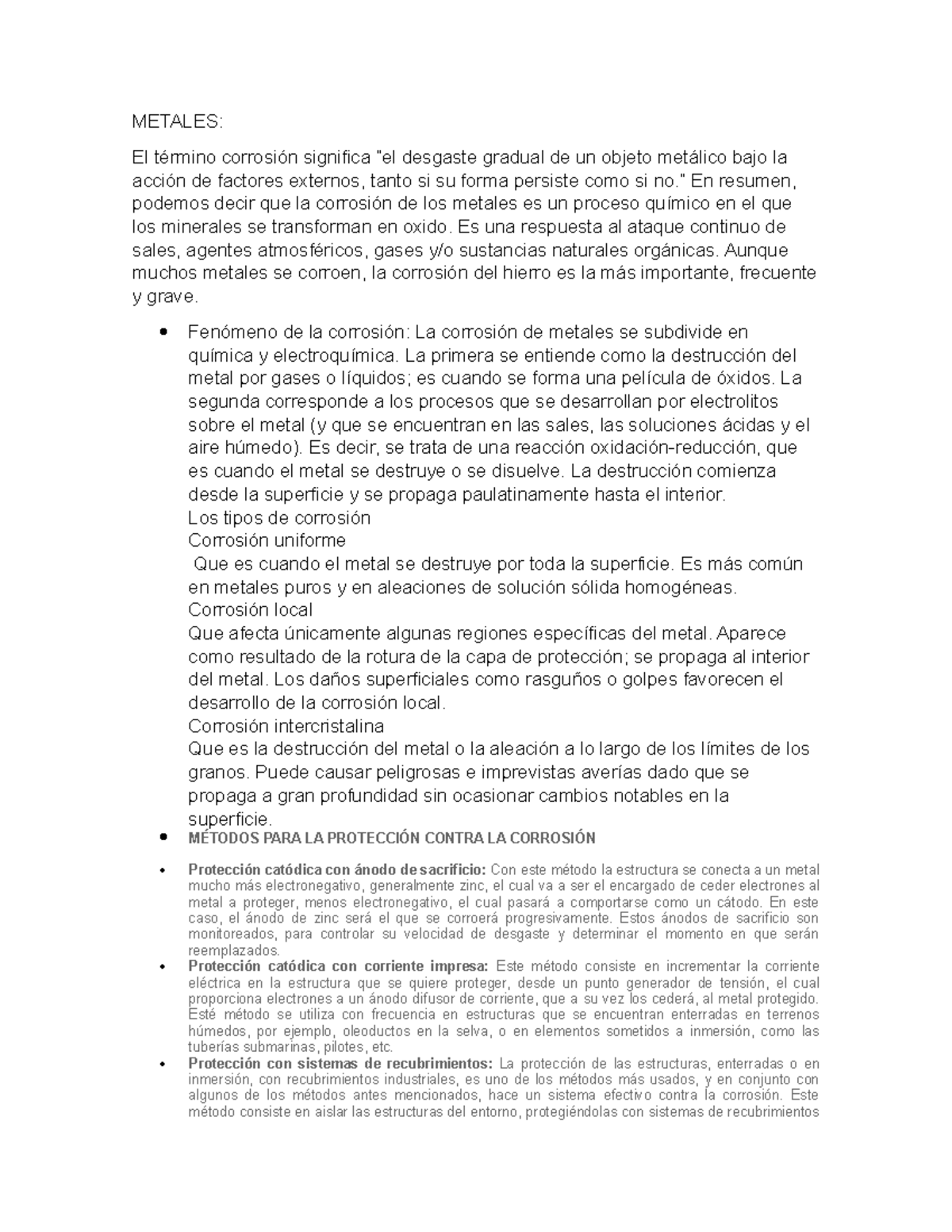 Documento - Nel - METALES: El término corrosión significa “el desgaste ...