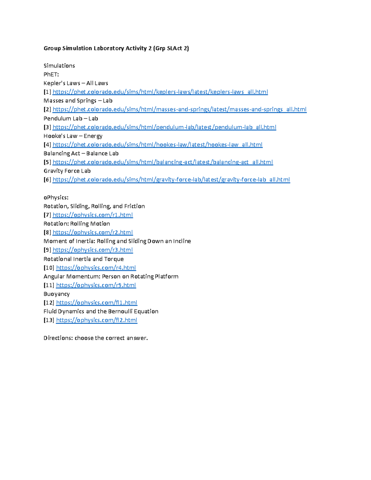 Physics Group Simulation Laboratory Activity 2 - - Studocu