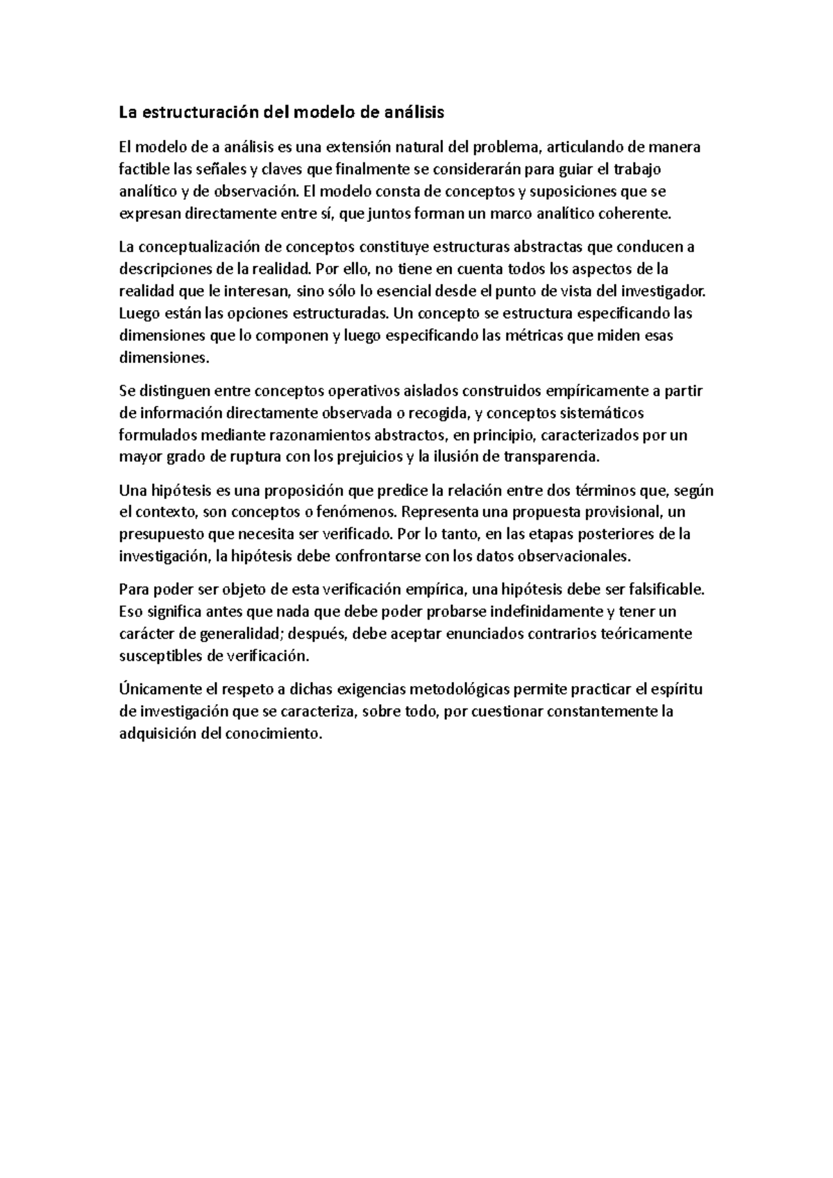 La estructuración del modelo de análisis - La estructuración del modelo ...