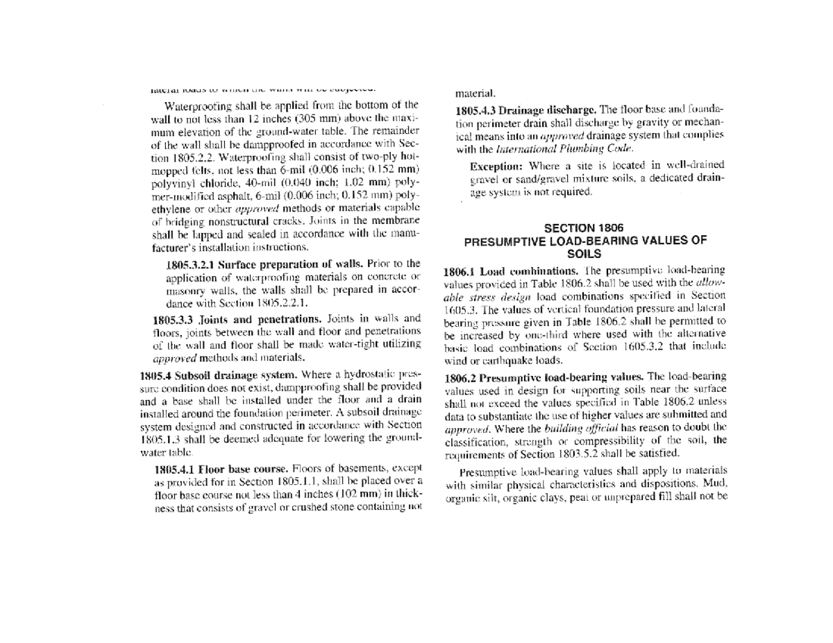 IBC 2012-Section 1806 - code notes - Data Structure and Algorithm - Studocu