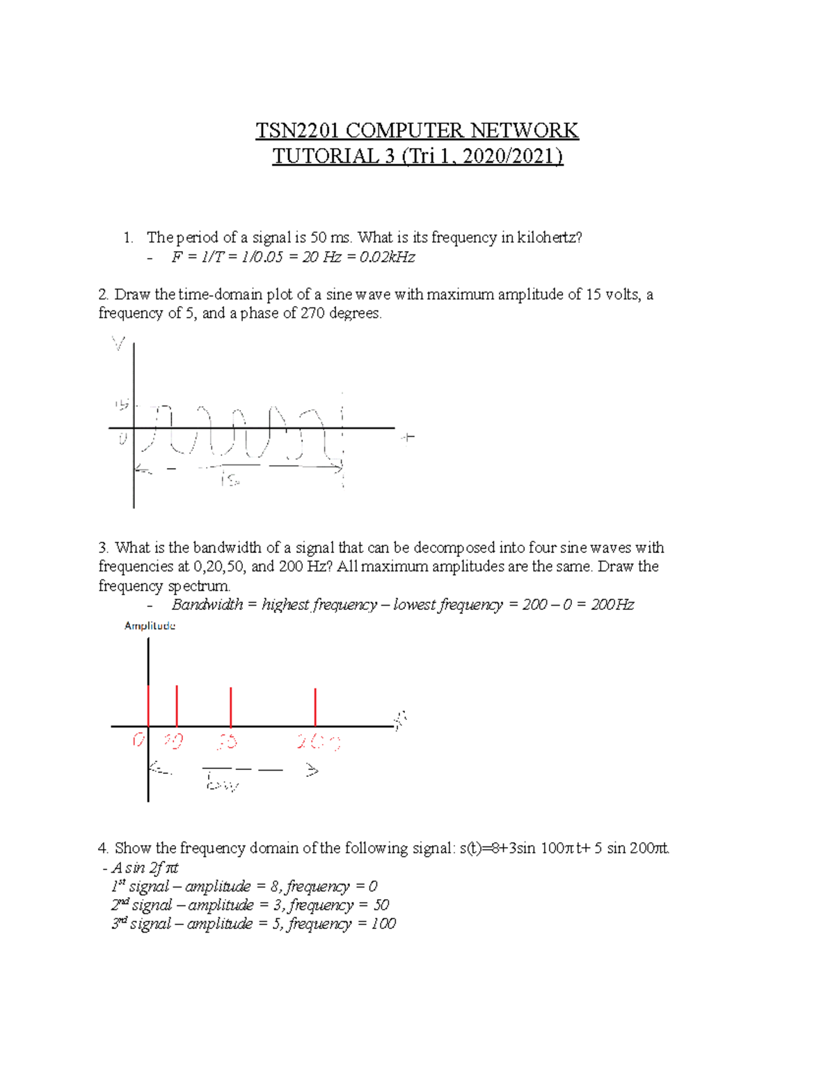 341689 Tutorial 03 TSN2201-2020 - TSN2201 COMPUTER NETWORK TUTORIAL 3 (Tri 1, 2020/2021) The ...