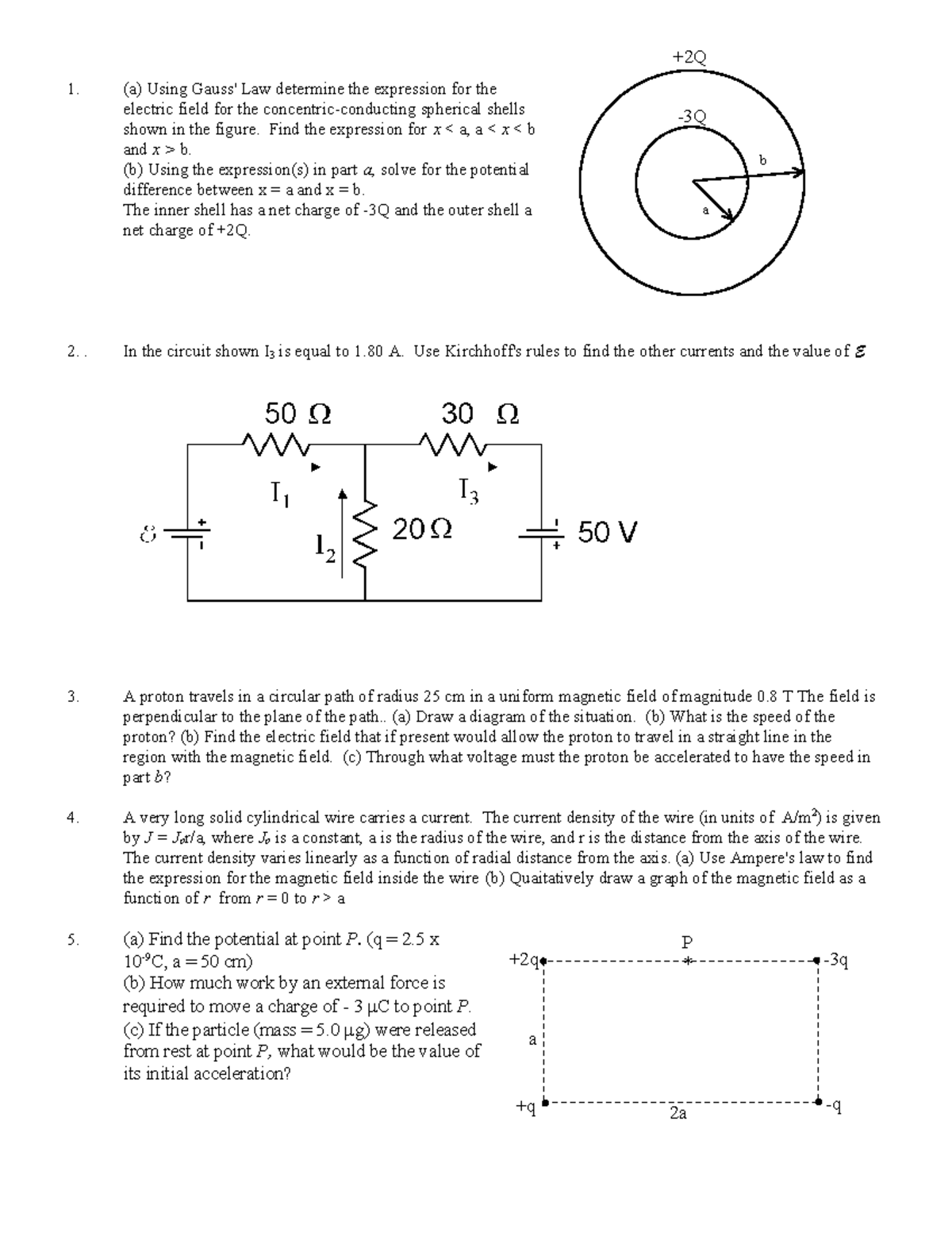 Final exam review problems - (a) Using Gauss' Law determine the ...