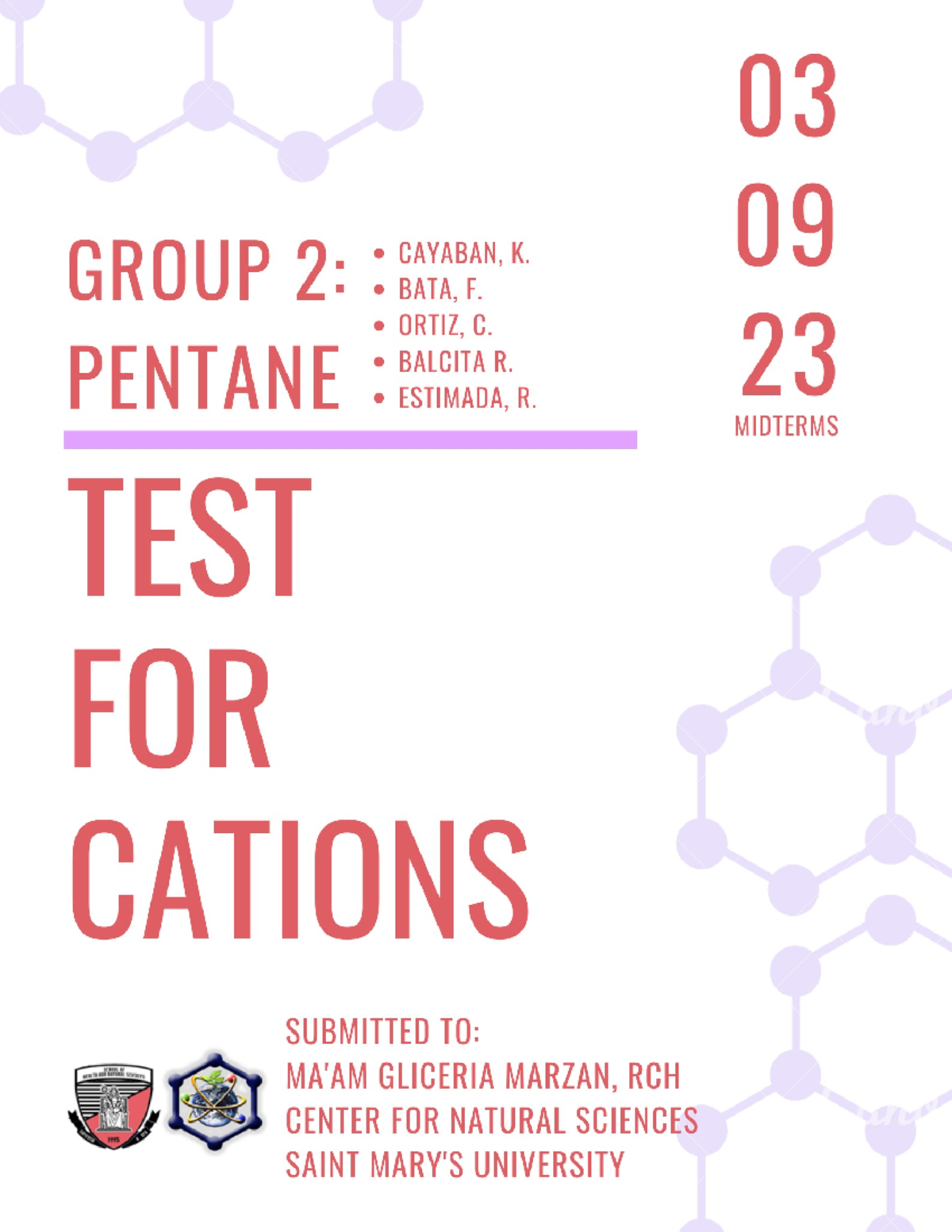 LAB-1- Cations - Bayombong, Nueva Vizcaya, Philippines SCHOOL OF HEALTH ...