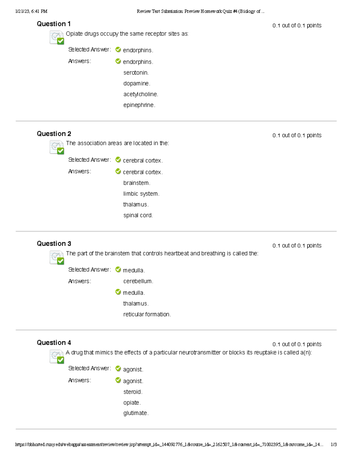 Homework Quiz #4 (Biology of - .. - Studocu