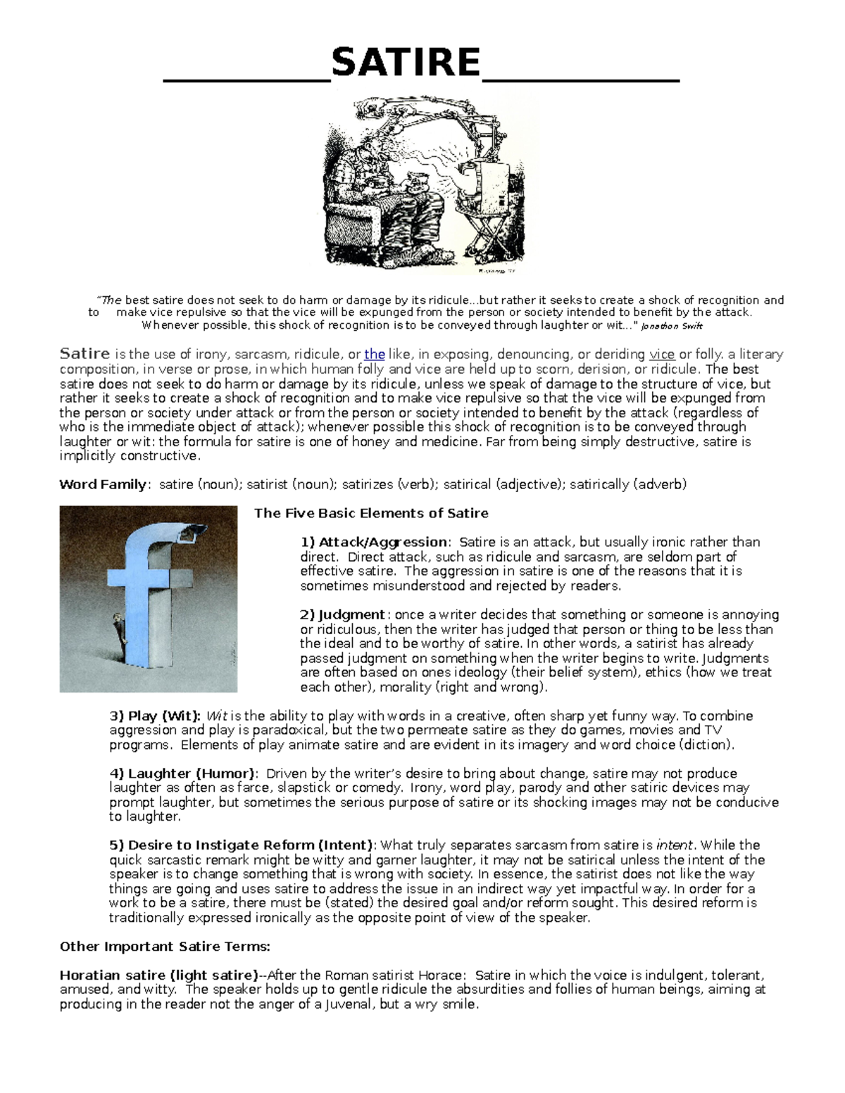 Understanding Satire: Its Purpose and Elements - Studocu