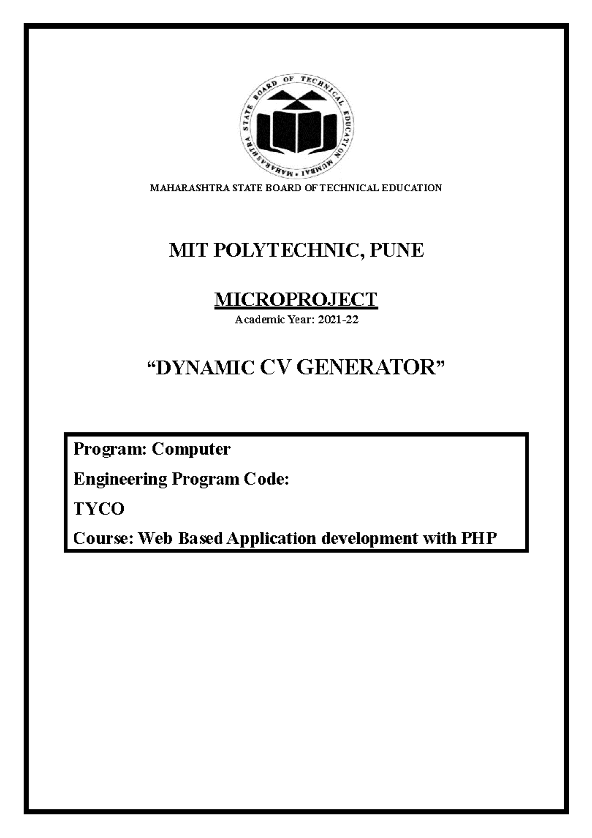 ( Group)PHPReport Microproject-converted - MAHARASHTRA STATE BOARD OF ...