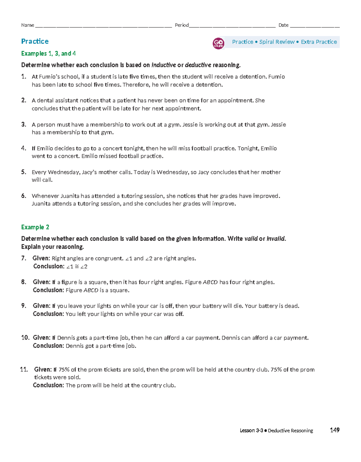 FHP Geometry M3 L3 HW - nothing to give - Name