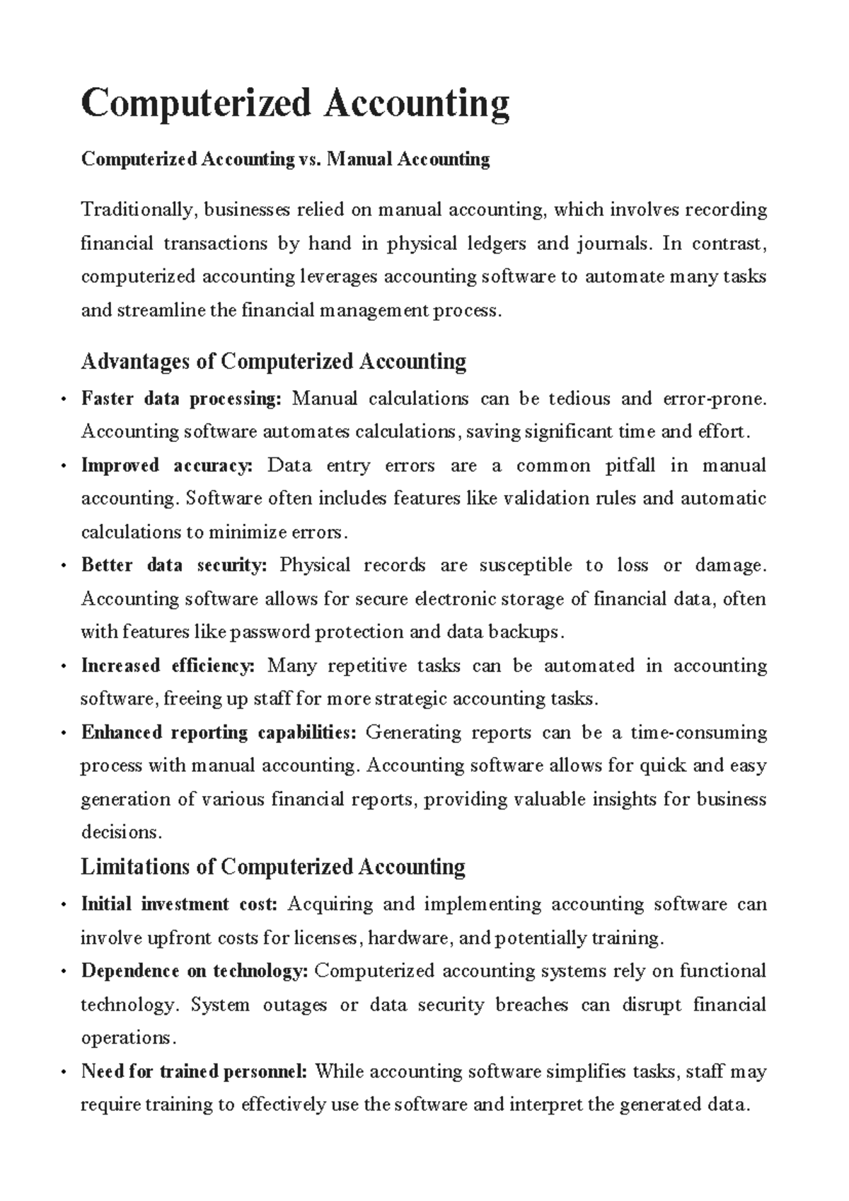Computerized Accounting - Tally ERP - Computerized Accounting Computerized Accounting vs. Manual ...