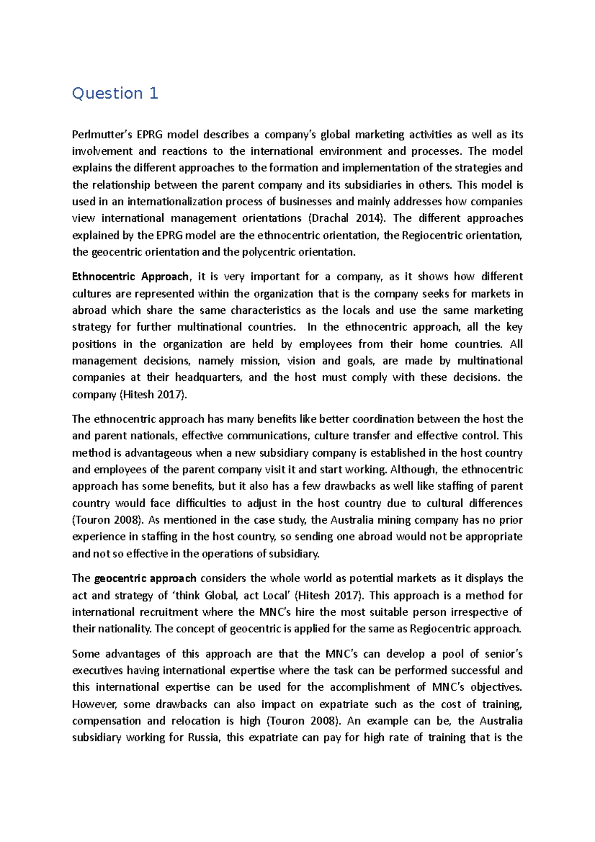 MGMT3012 Human resource management and development - Question 1 ...