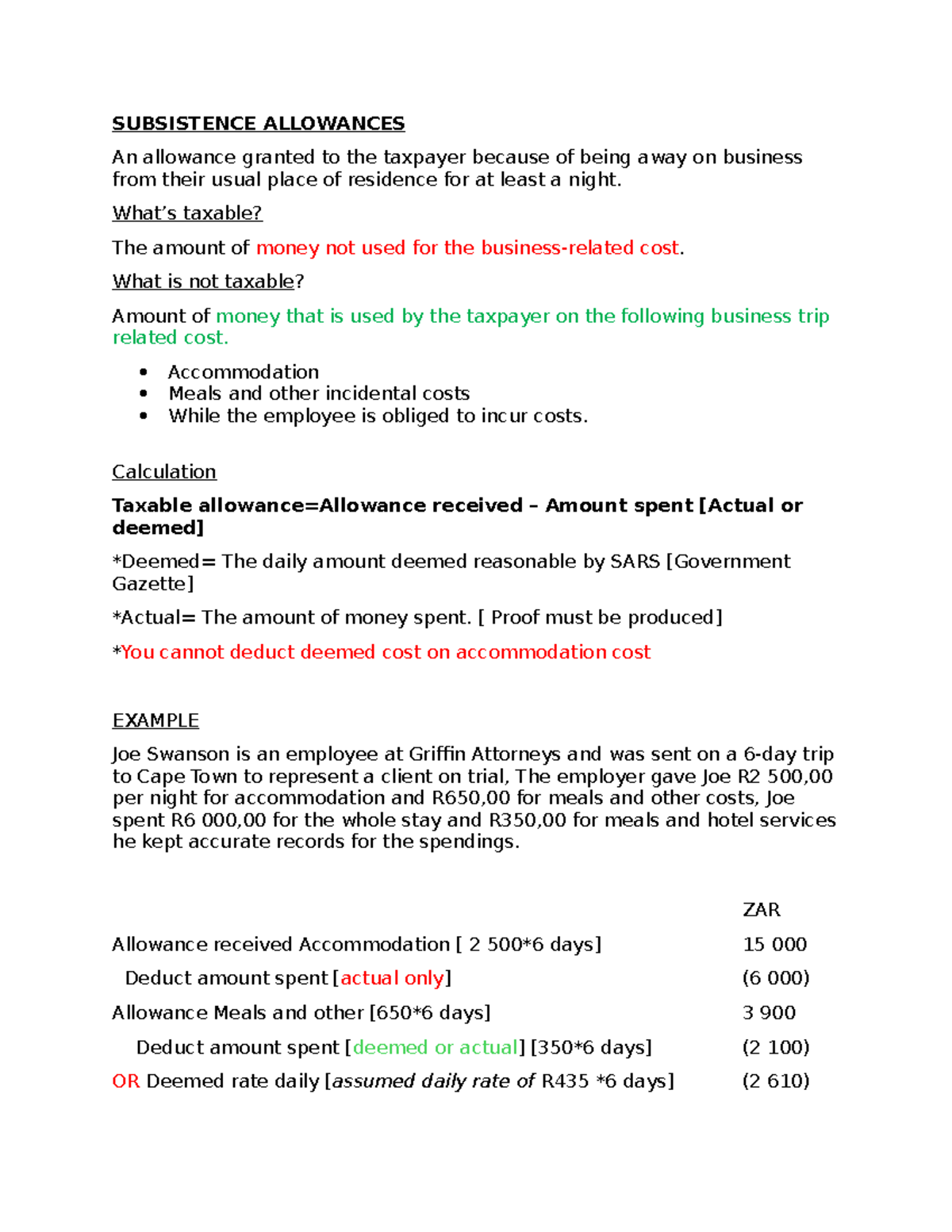Subsistence Allowances - SUBSISTENCE ALLOWANCES An allowance granted to ...